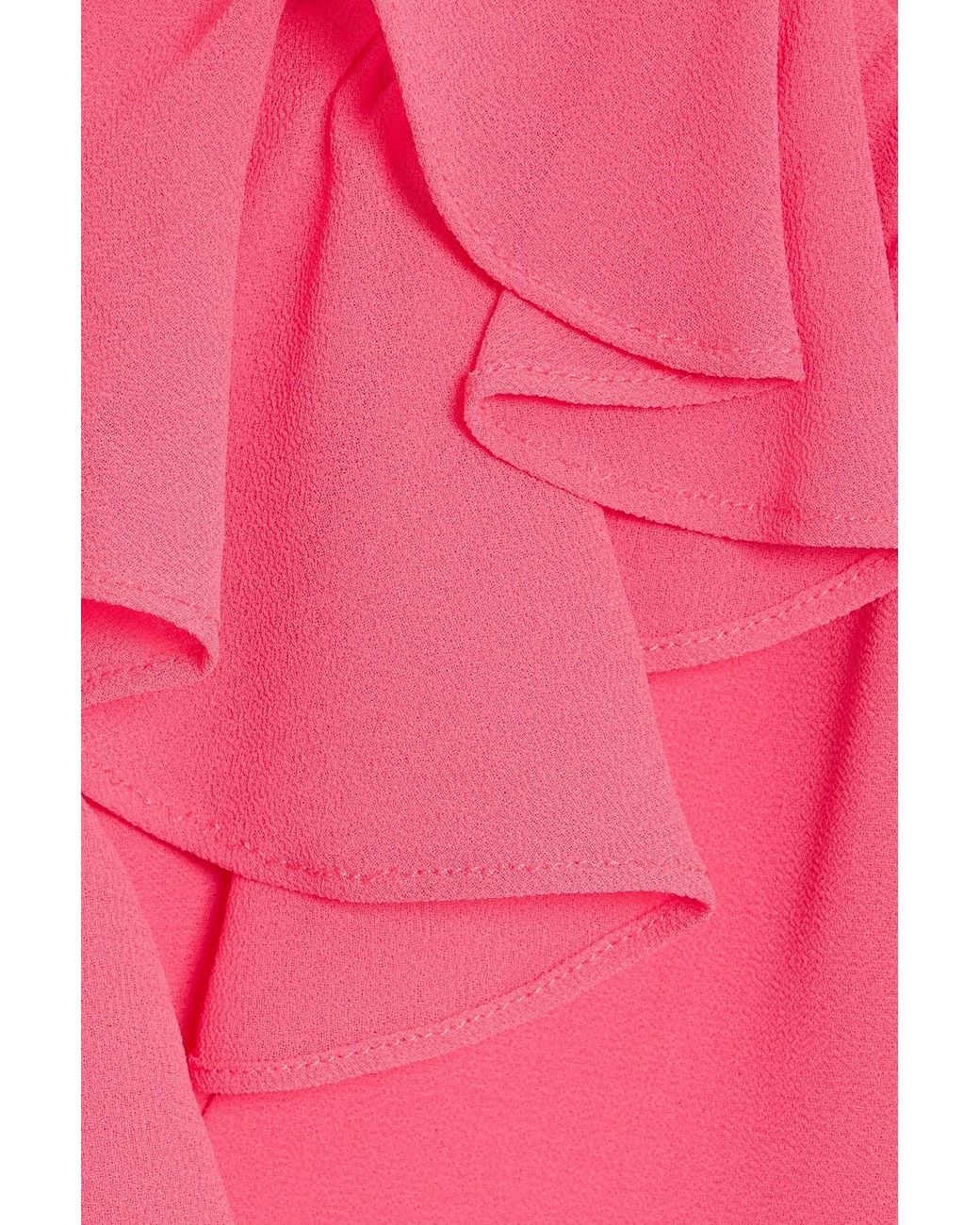 Mikael Aghal Ruffled Crepe De Chine Top in Pink | Lyst UK