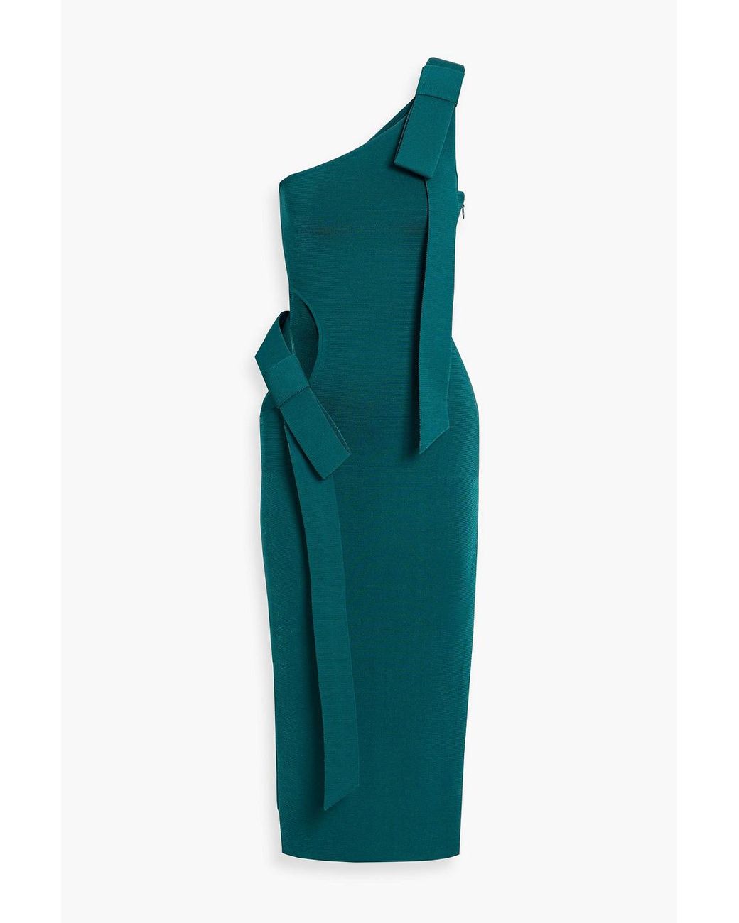 Cult Gaia Blenda One-Shoulder Bow-Detailed Cutout Stretch-Knit Midi ...