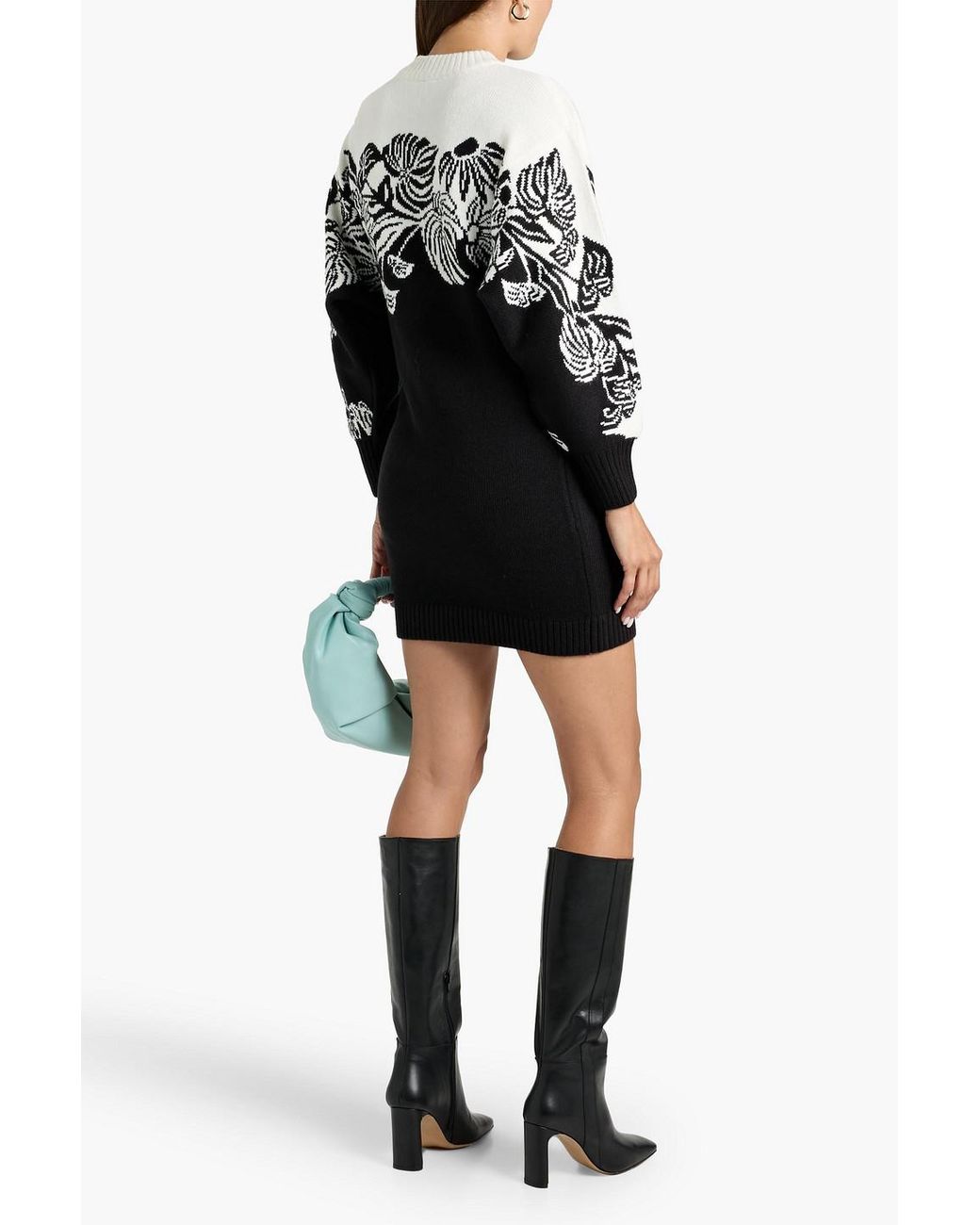 FARM Rio Intarsia-Knit Mini Dress in Black | Lyst