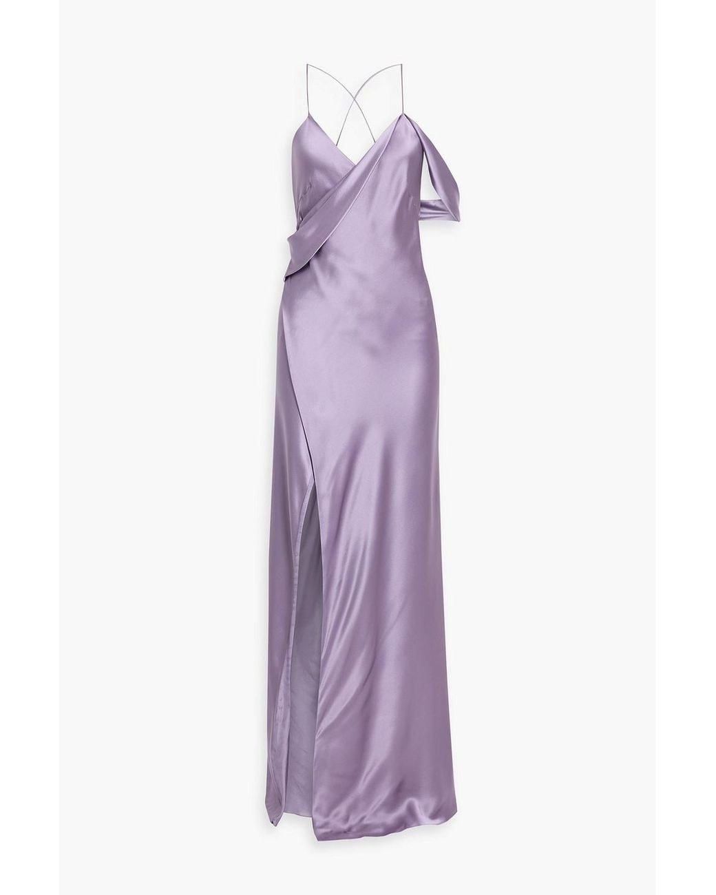 Michelle Mason Draped Silk-Satin Wrap Gown in Purple | Lyst