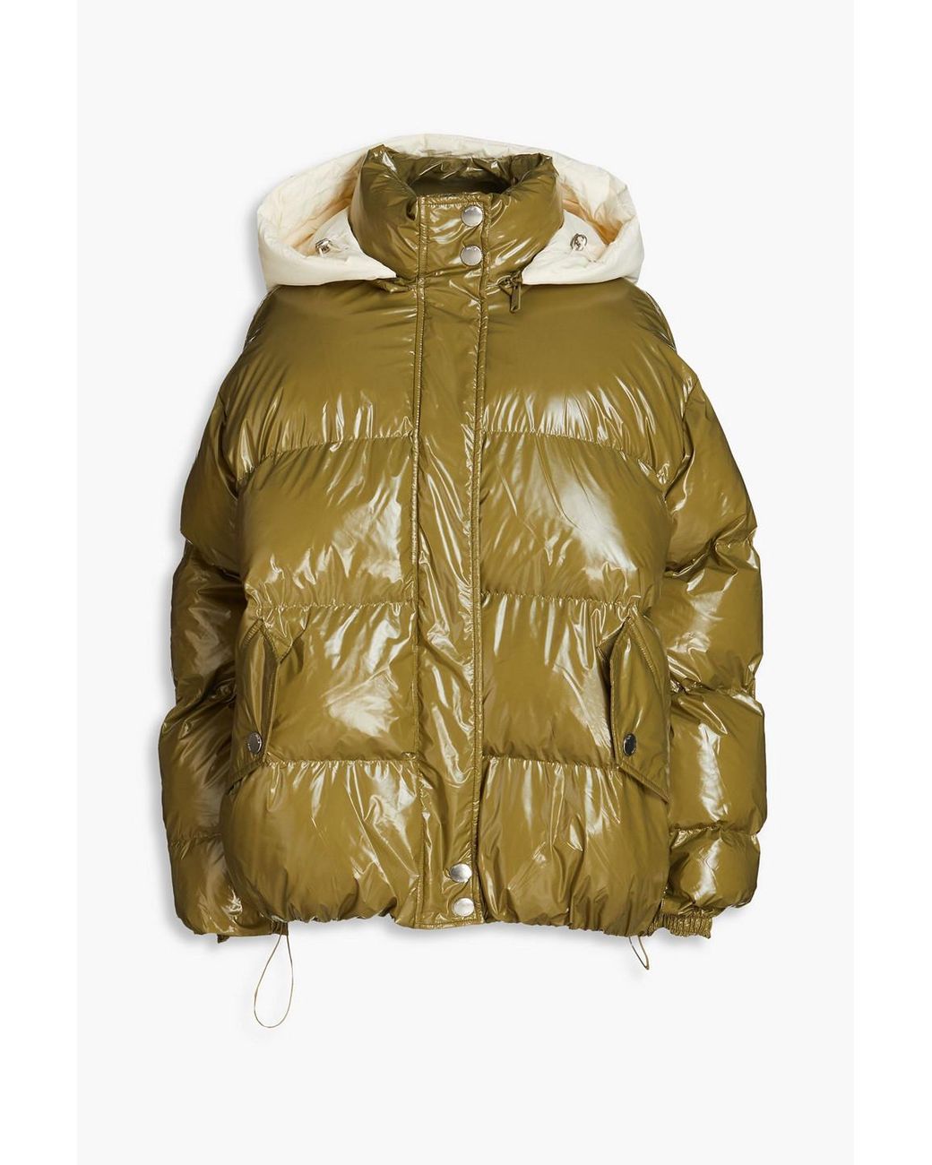 Maje Quilted Coated Shell Hooded Jacket in Green | Lyst Australia