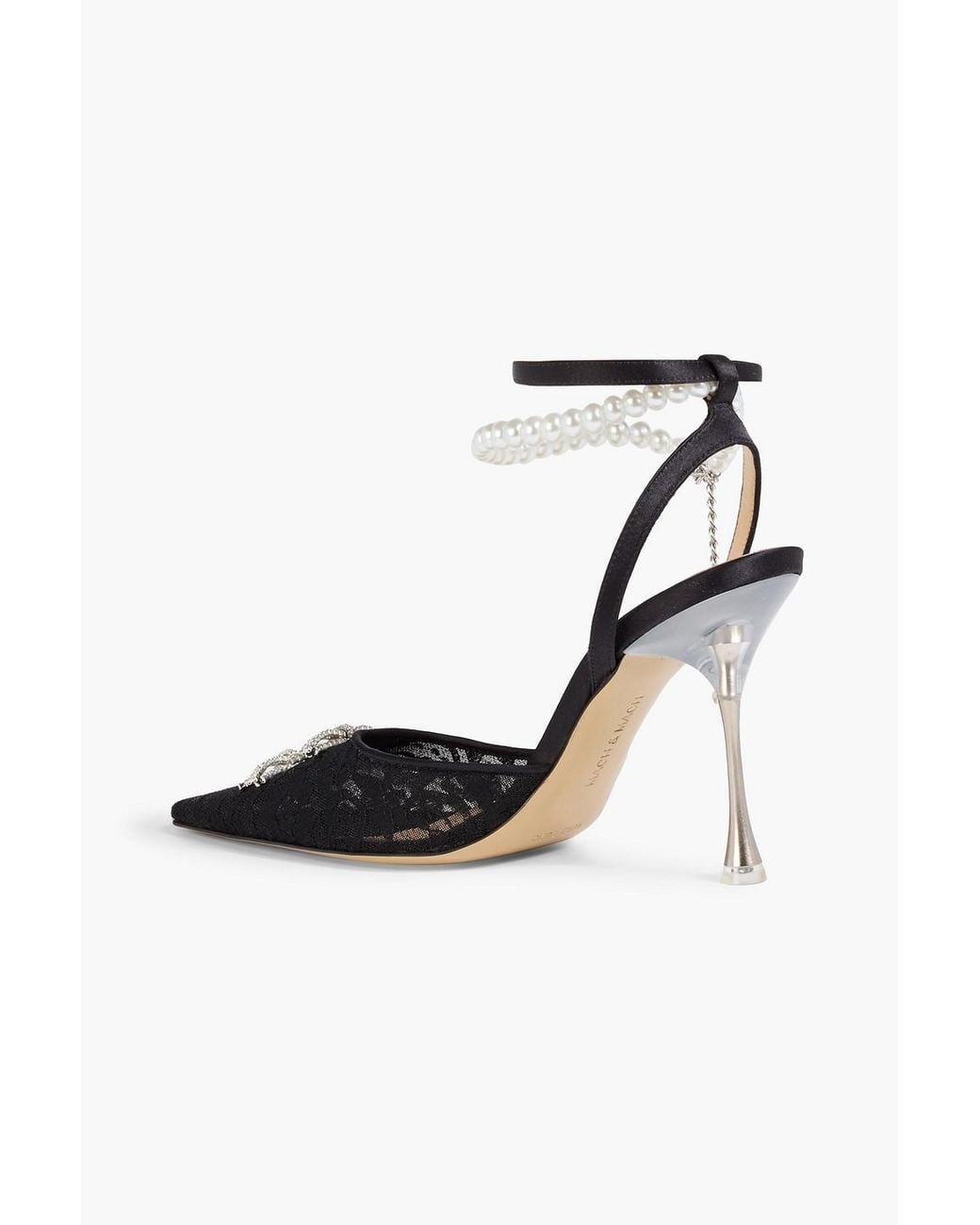 Mach & Mach Matilda Embellished Lace Pumps in Black | Lyst