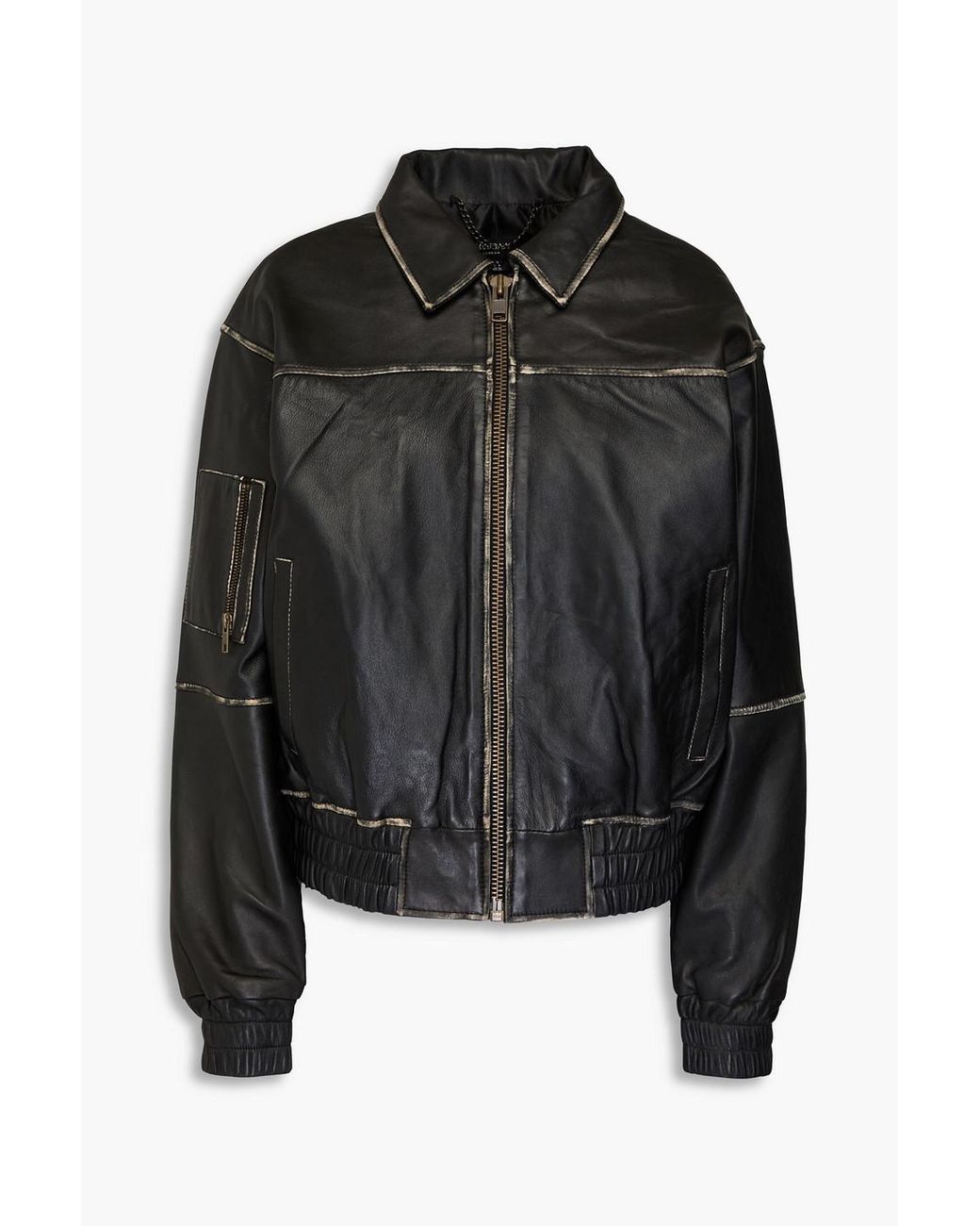 Muubaa Zinnia Leather Bomber Jacket in Black | Lyst