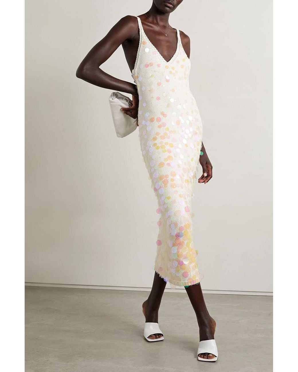 Christopher John Rogers Sequin-embellished Wool Midi Dress in White | Lyst