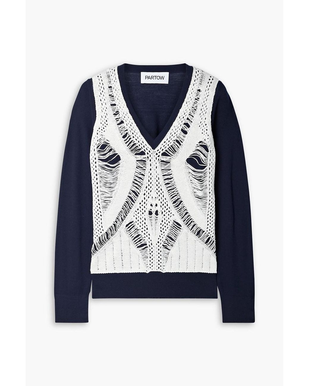 Partow Myla Layered Open-knit Cotton And Merino Wool And Silk-blend ...
