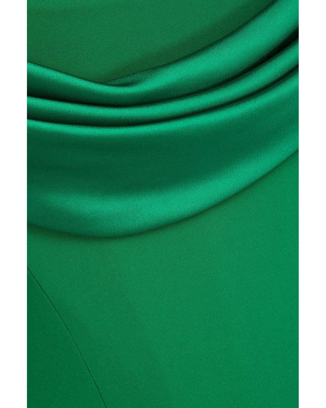Rhea Costa Raven Off-the-shoulder Draped Satin-trimmed Crepe Gown in ...