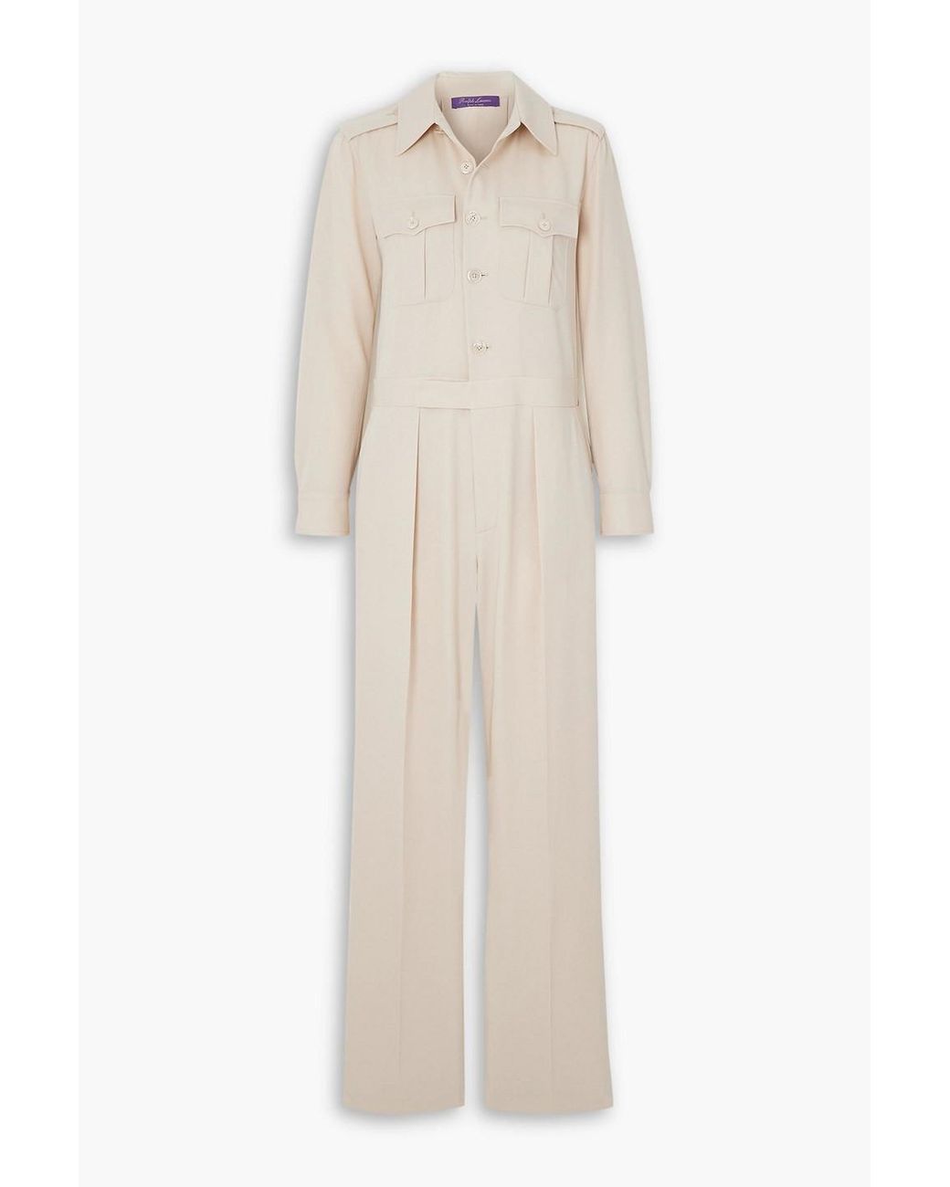 Ralph Lauren Olivier Wool-Gabardine Jumpsuit in White | Lyst