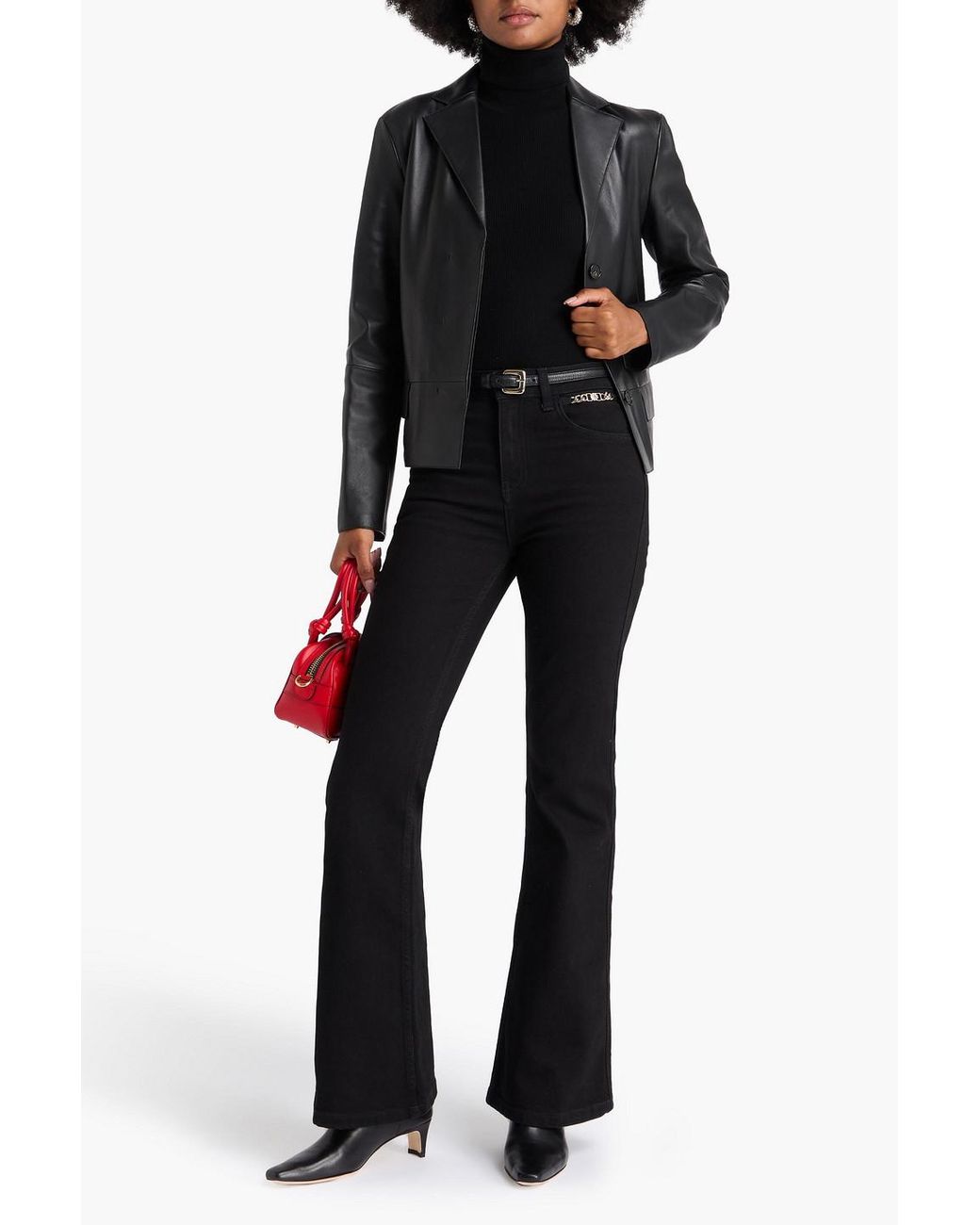 Maje Chain-Embellished High-Rise Flared Jeans in Black | Lyst UK