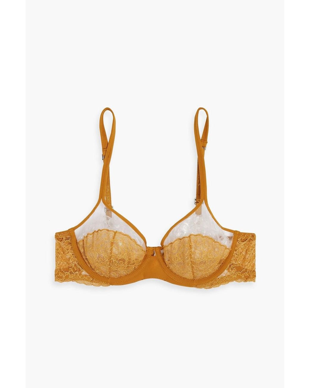 La Perla Chantilly Lace And Tulle Underwired Bra in Yellow | Lyst