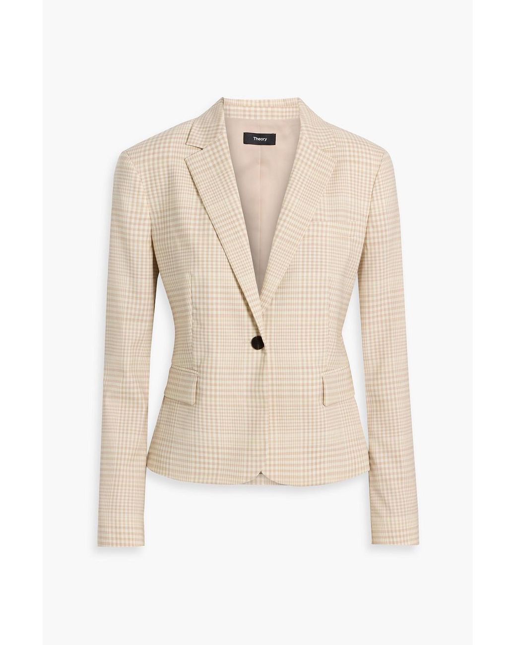 Theory Roswell Checked Wool-Tweed Blazer in Natural | Lyst