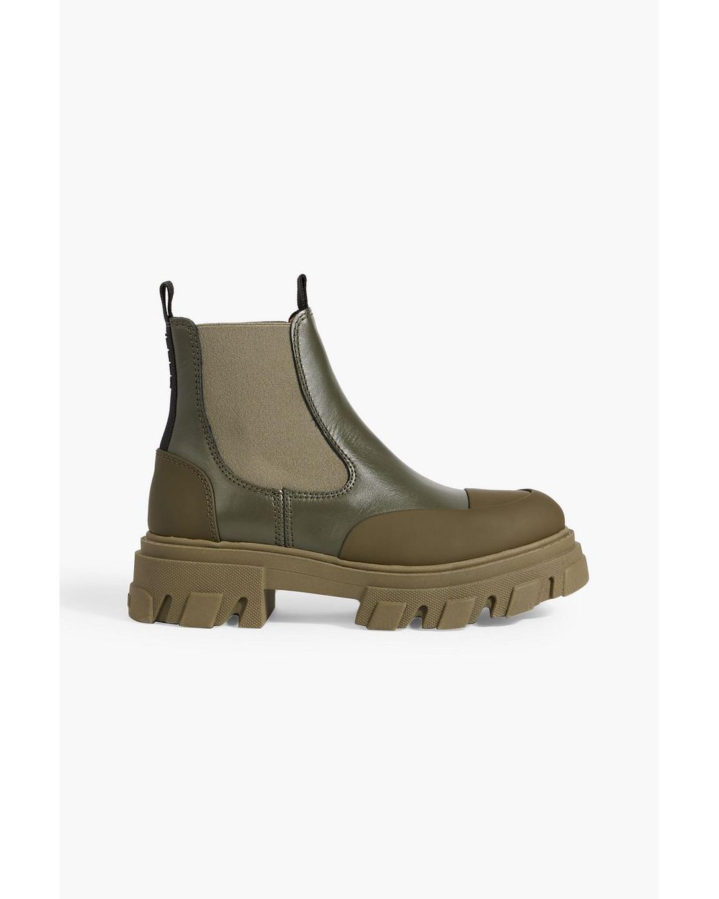 Ganni Leather Chelsea Boots in Green | Lyst