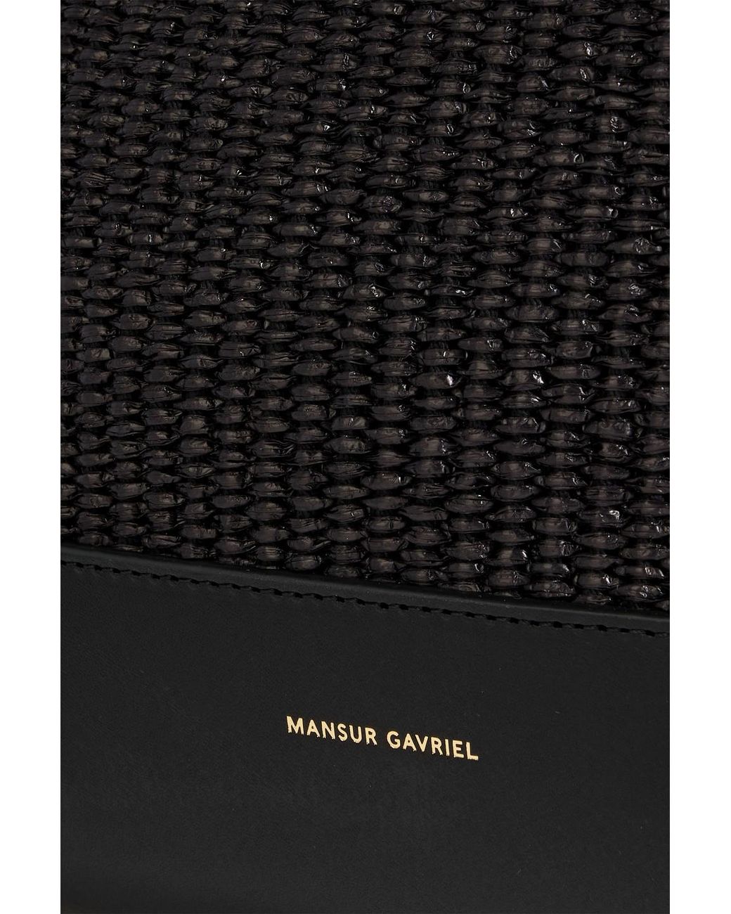 Mansur Gavriel Everyday Cabas Leather-Trimmed Raffia Tote in Black | Lyst