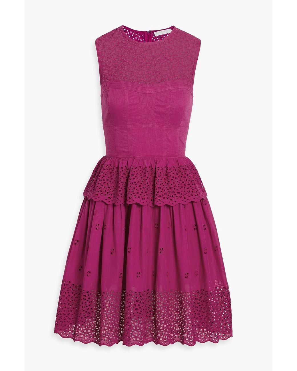 Ulla Johnson Jessa Tiered Broderie Anglaise Cotton Mini Dress in Purple ...