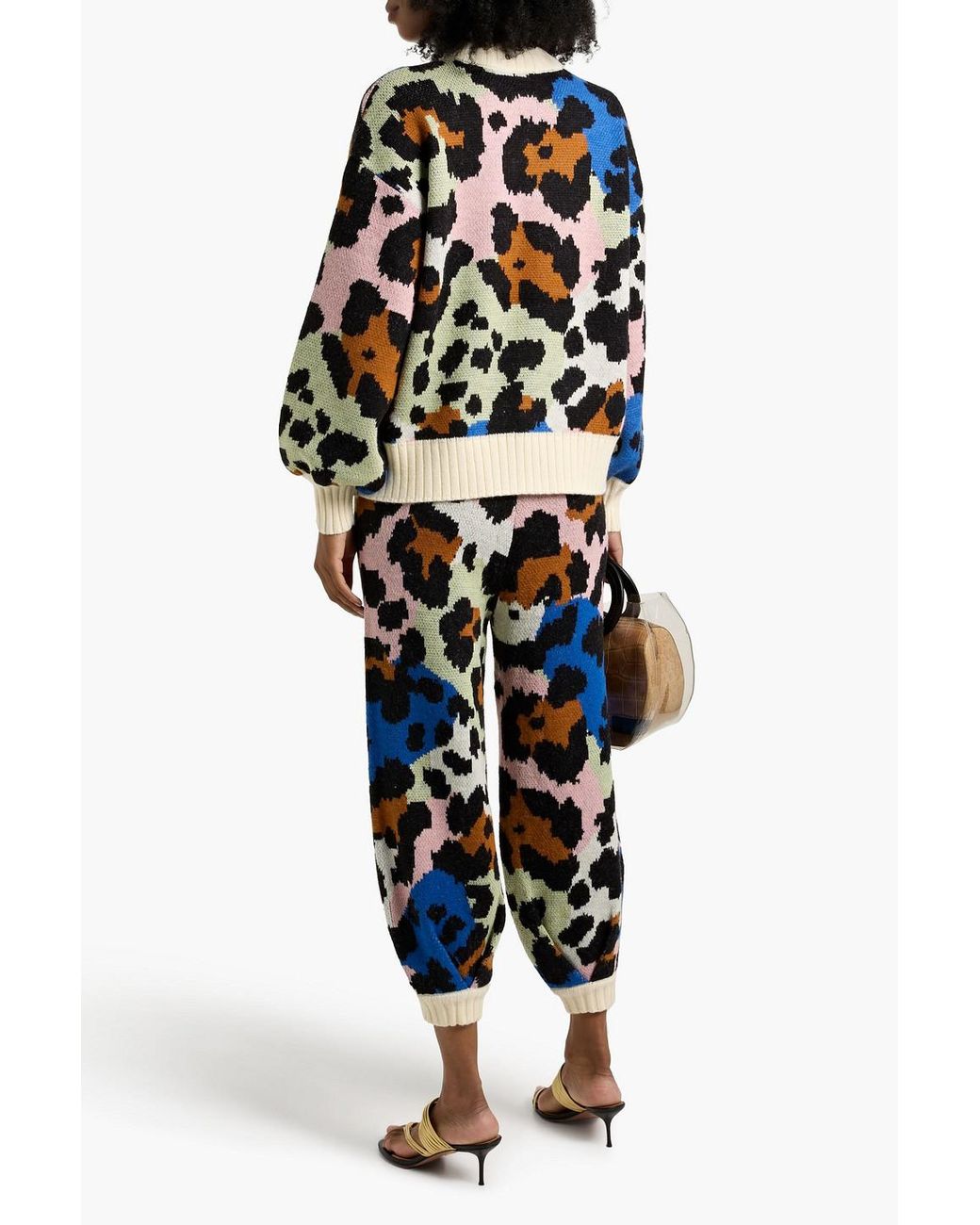 FARM Rio Leopard Jacquard-Knit Sweater in Black | Lyst