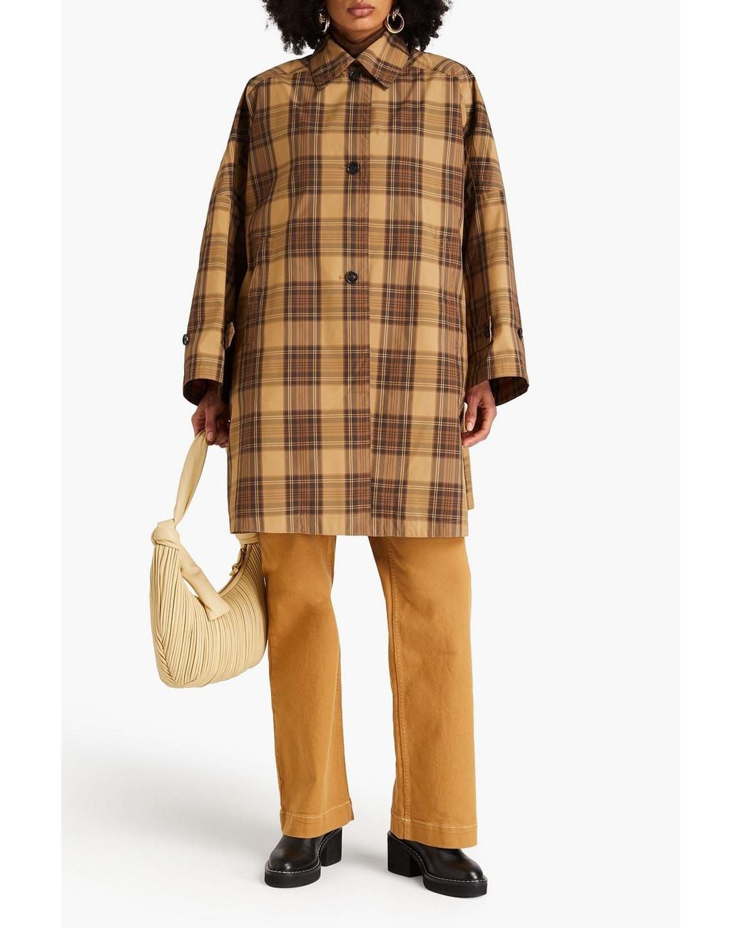 TOTEME Oversized Checked Shell Raincoat in Brown | Lyst