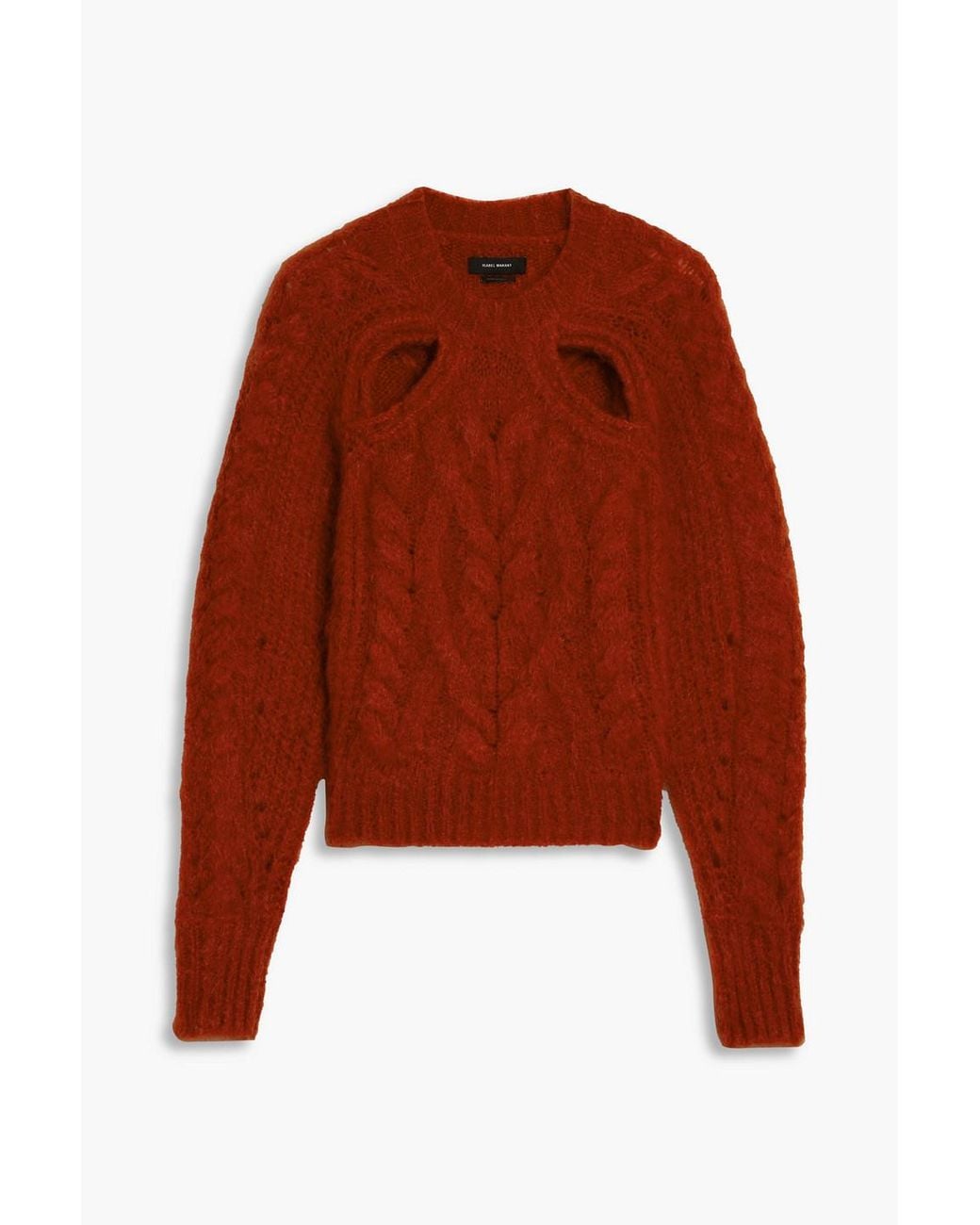 Isabel Marant Palima Cutout Cable-knit Mohair-blend Sweater in Red | Lyst