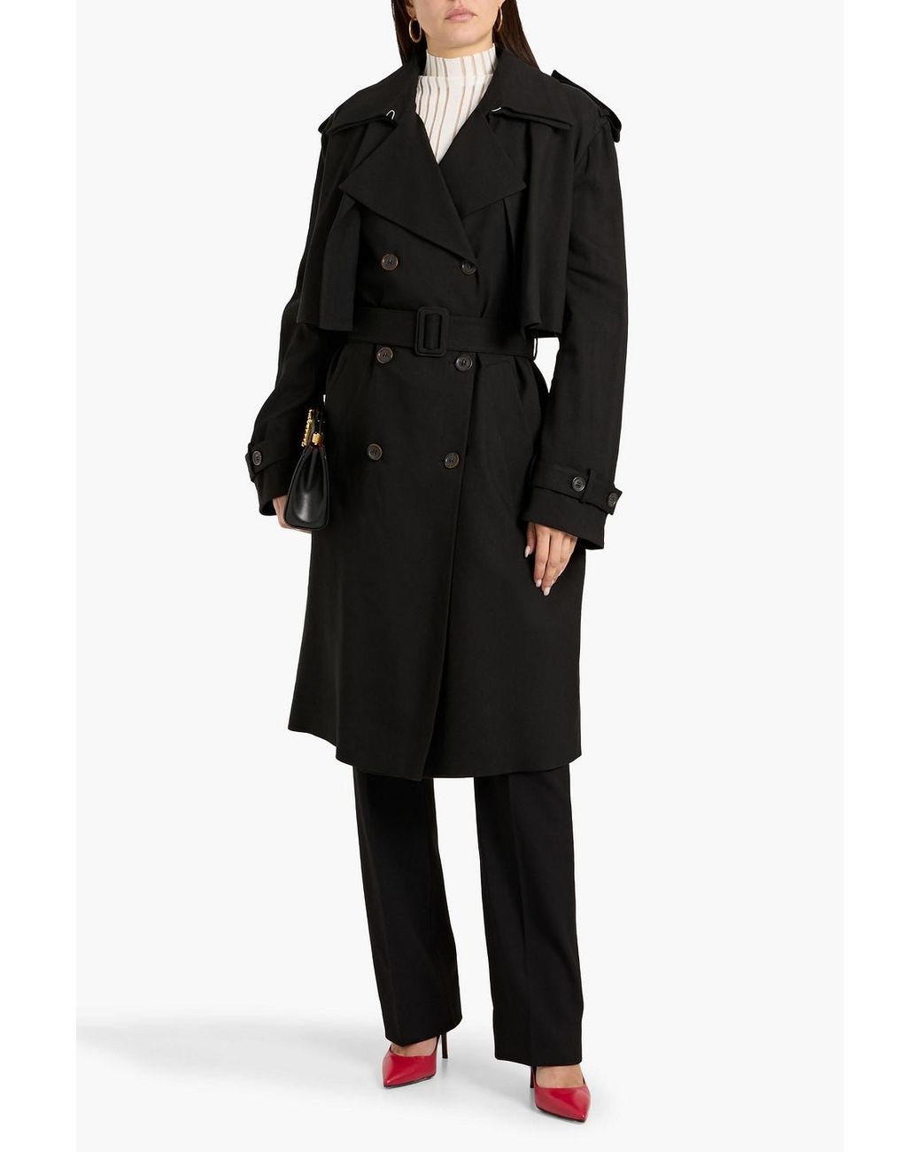 Another Tomorrow Convertible Hemp-Blend Trench Coat in Black | Lyst UK
