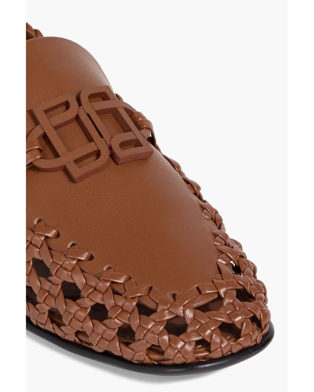 Jonathan Simkhai Dion Embellished Woven Leather Loafers in Brown | Lyst