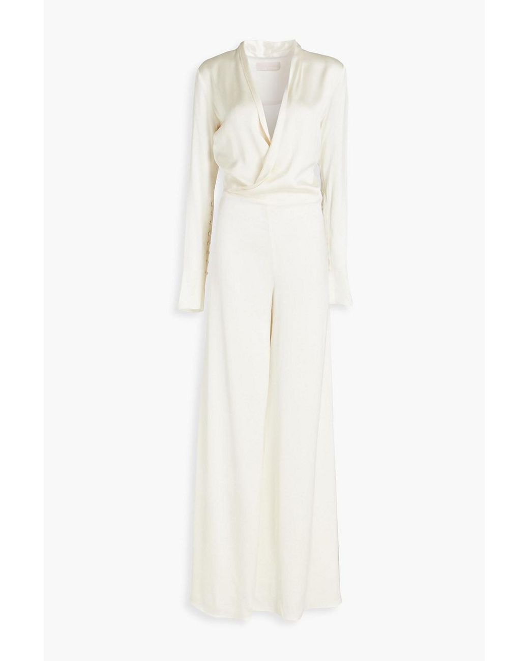 Vanessa Cocchiaro The Tina Wrap-effect Satin Jumpsuit in White | Lyst UK