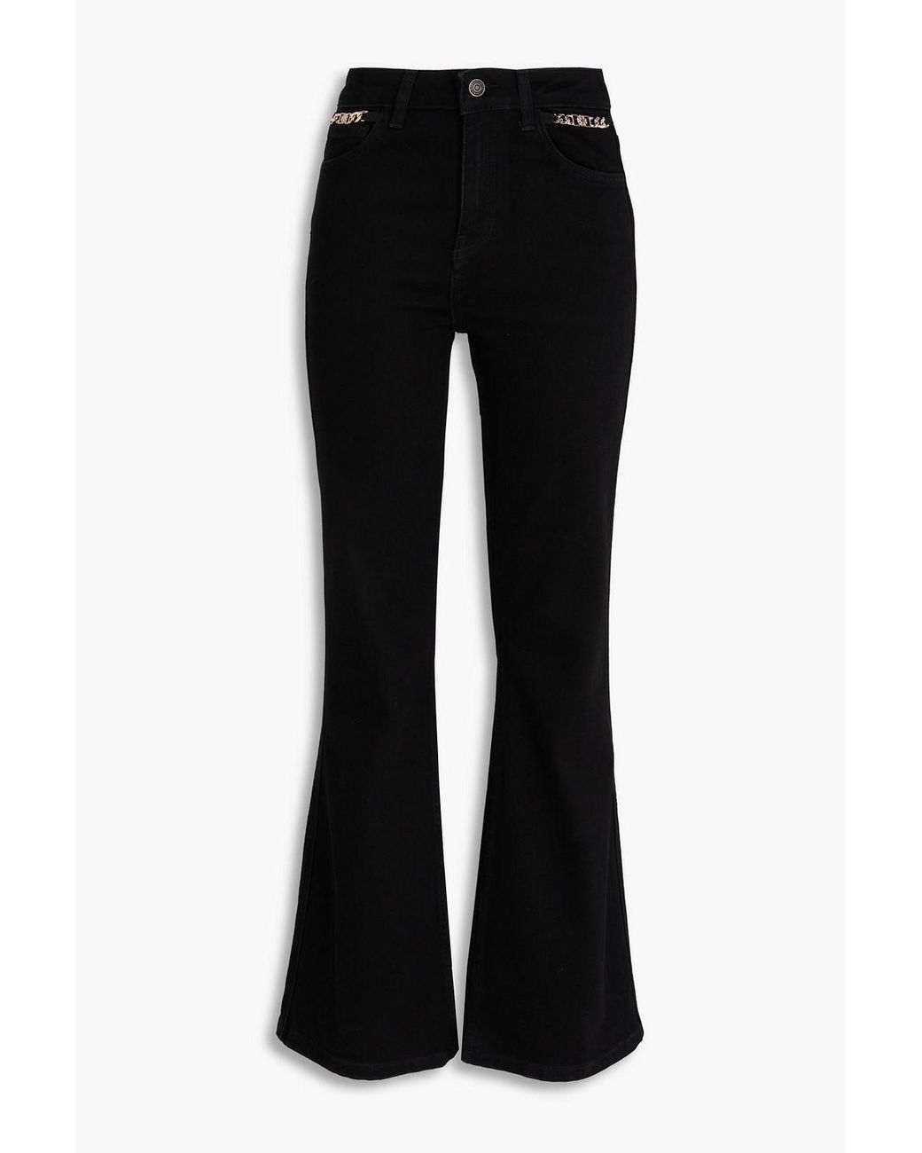 Maje Chain-Embellished High-Rise Flared Jeans in Black | Lyst UK