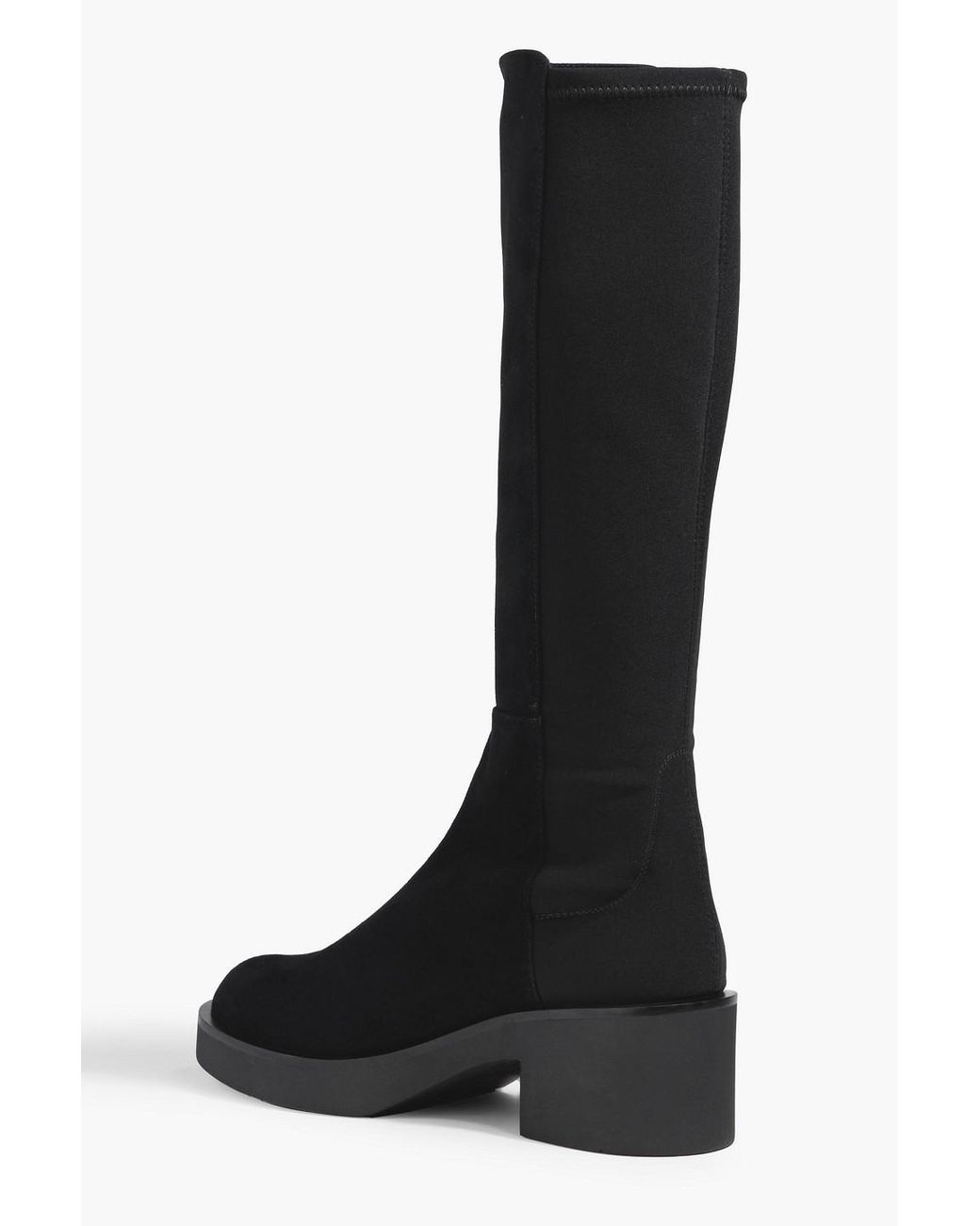 Stuart Weitzman Gotham Suede And Microstretch Knee Boots in Black | Lyst