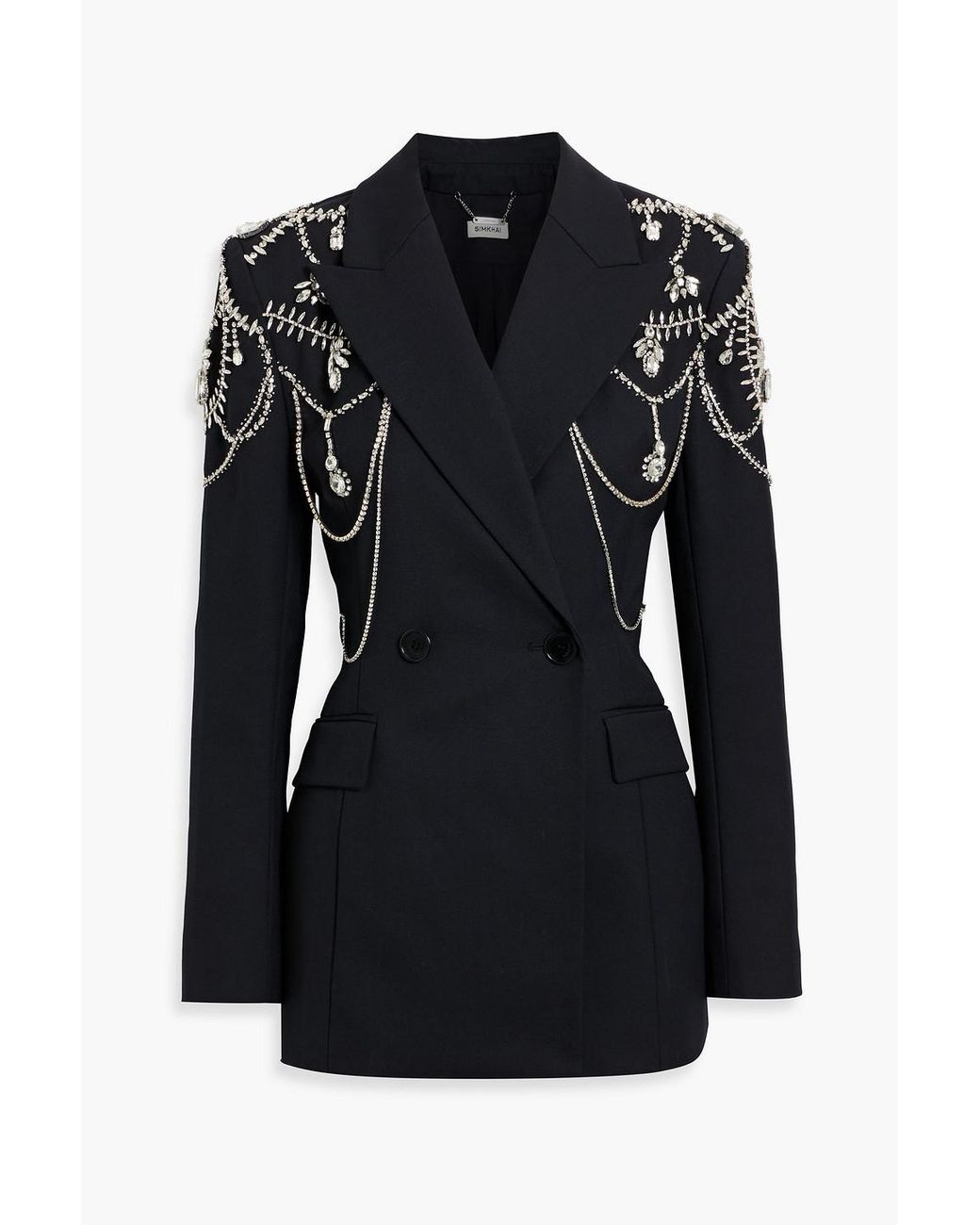 Jonathan Simkhai Getty Crystal-Embellished Wool-Blend Twill Blazer in ...