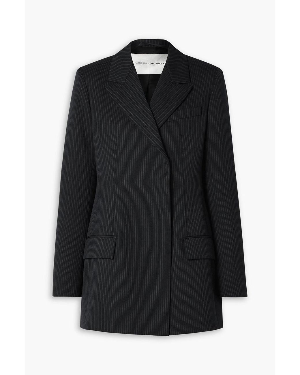 Veronica de Piante Stella Double-breasted Pinstriped Wool Blazer in ...