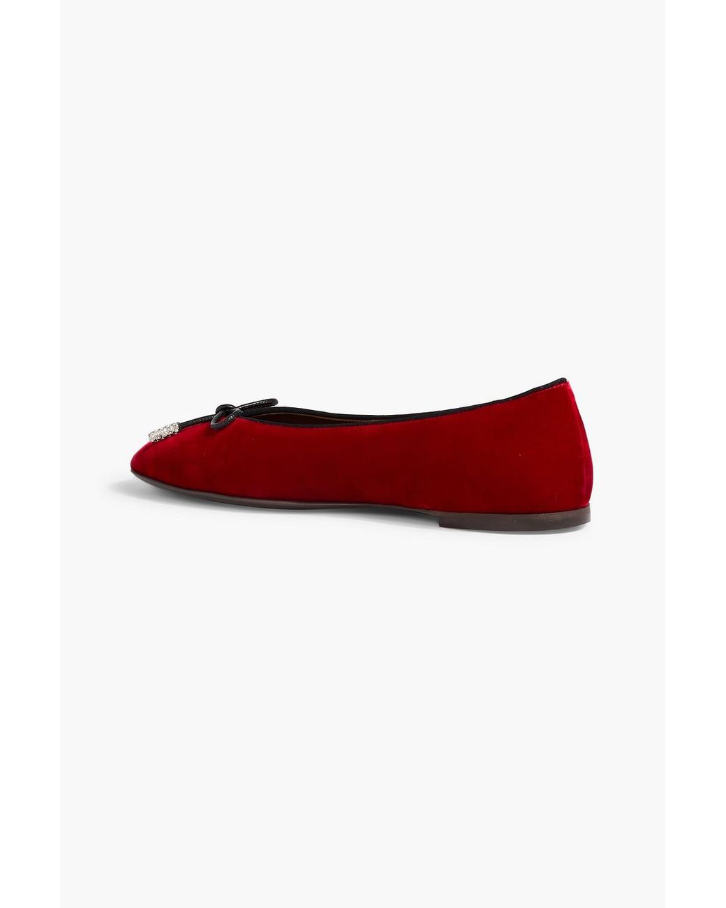 Giuseppe Zanotti Veronica 5 Bow-Detailed Velvet Ballet Flats in Red | Lyst