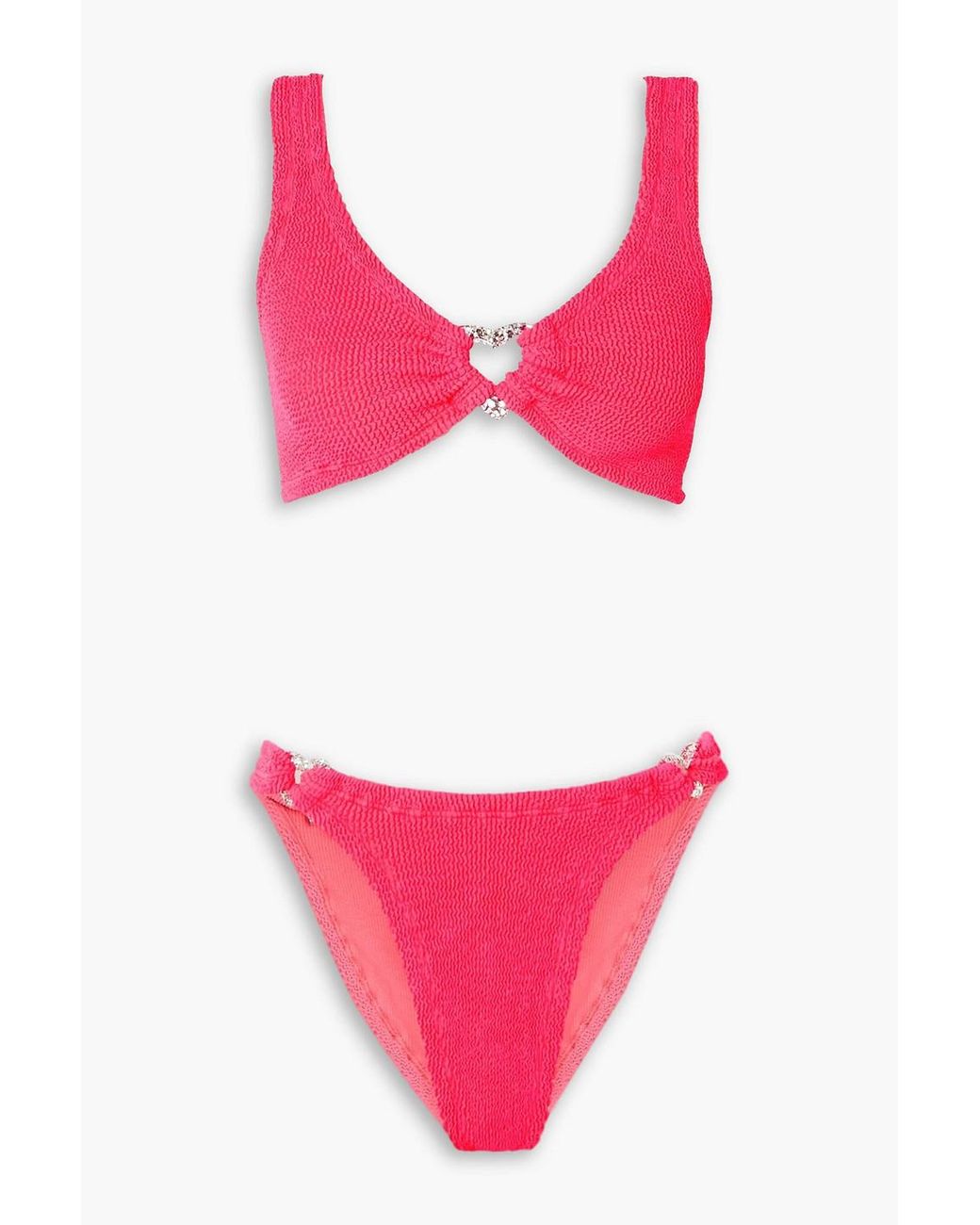 Hunza G Heather Seersucker Bikini In Pink Lyst