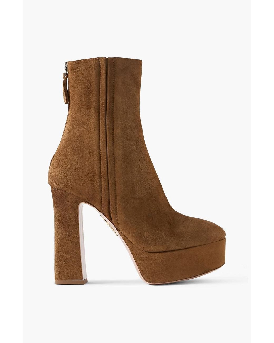 Aquazzura Groove 120 Suede Platform Ankle Boots in Brown | Lyst