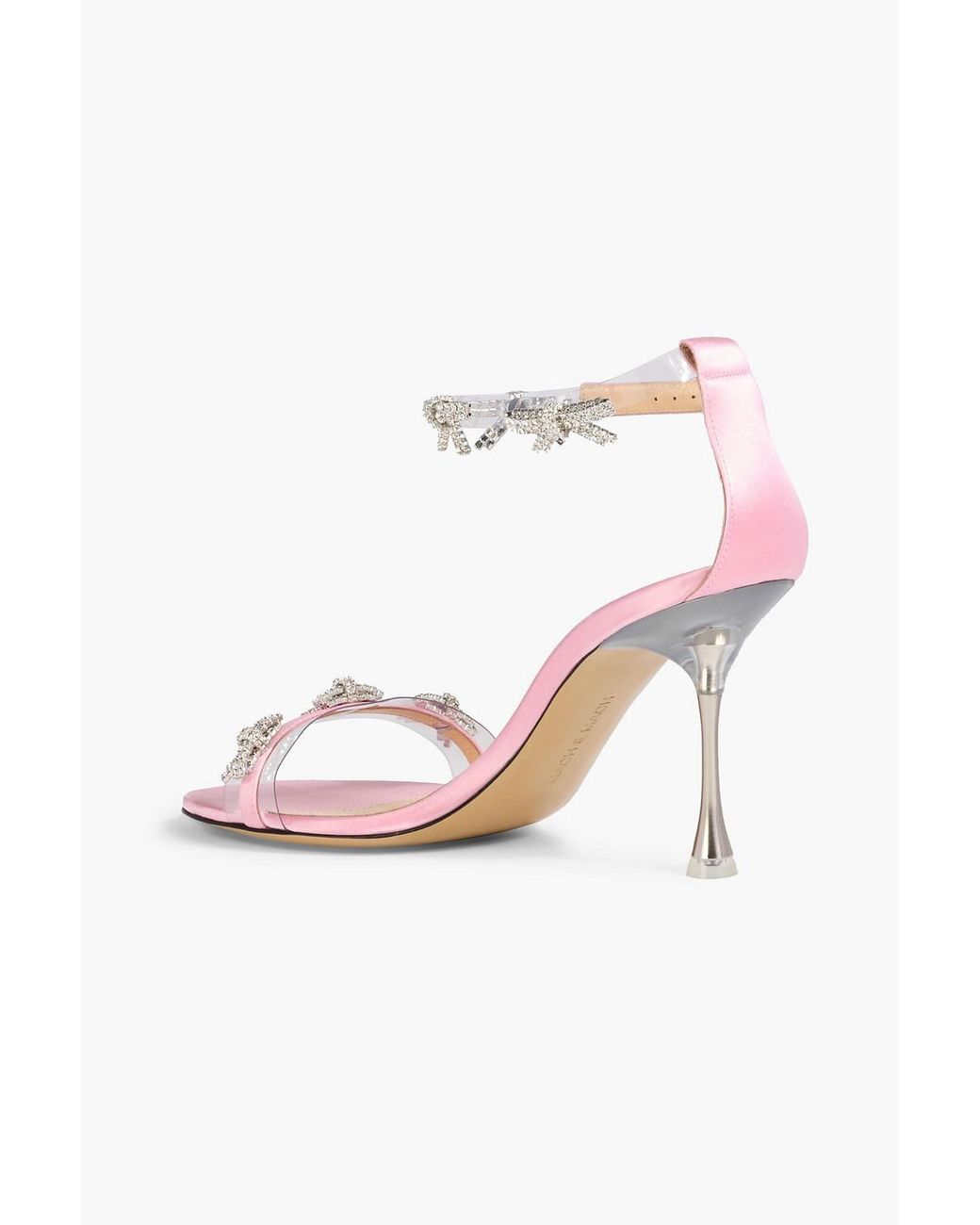 Mach & Mach Floating Crystal Bow Embellished Satin And Pvc Sandals in ...