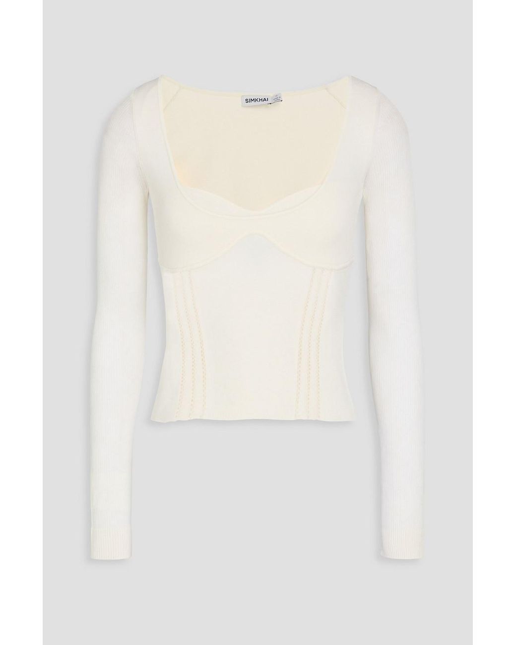 Jonathan Simkhai Pointelle And Ribbed-Knit Top in White | Lyst UK