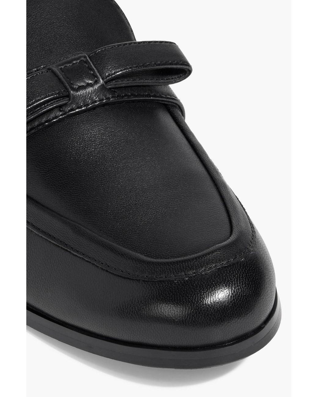 Stuart Weitzman Emma Bow-detailed Leather Loafers in Black | Lyst