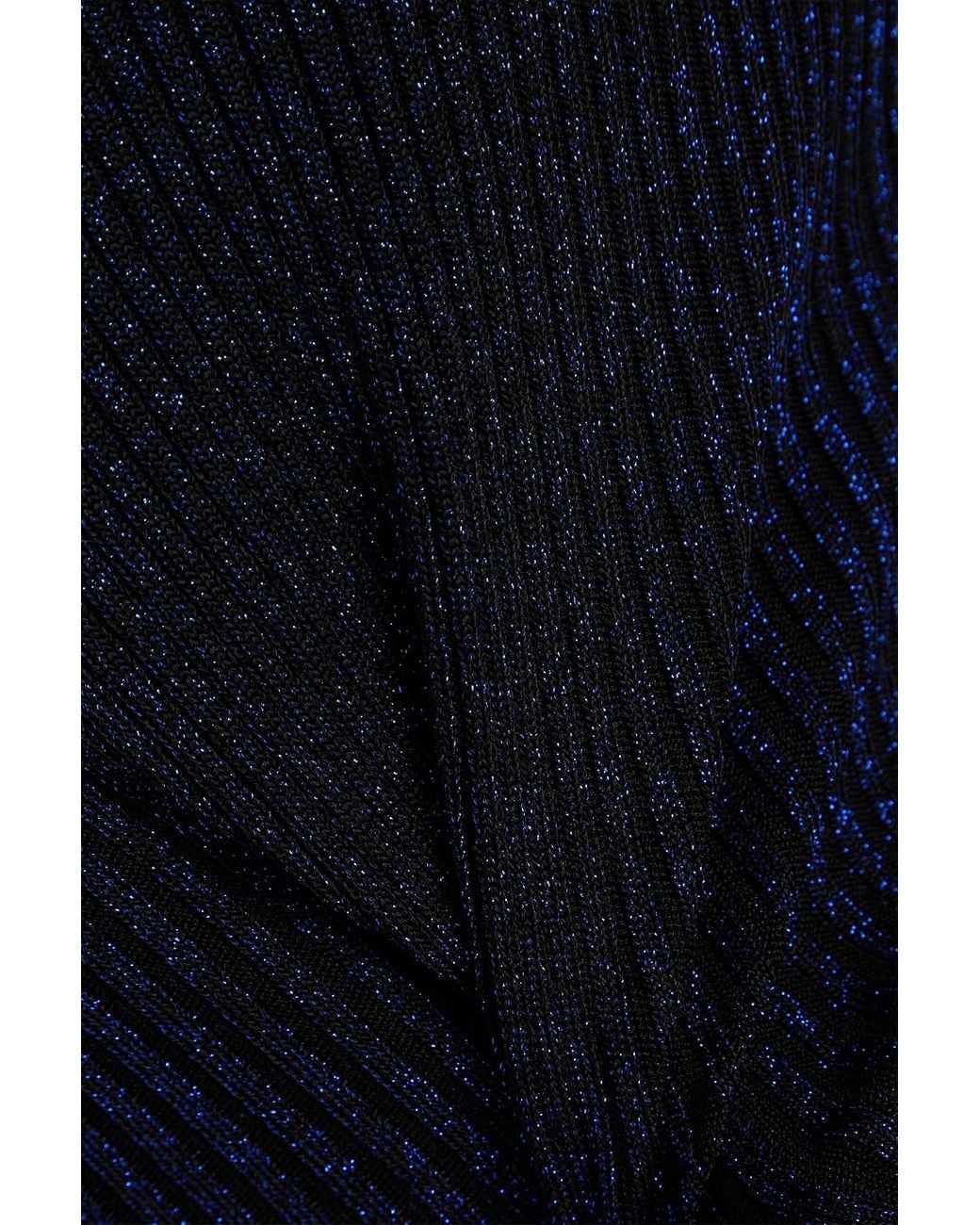 Zimmermann One-Shoulder Metallic Ribbed-Knit Top in Blue | Lyst