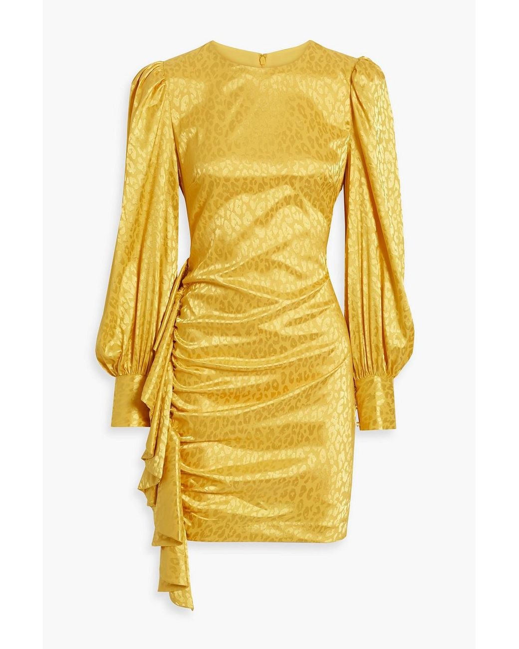 ONE33 SOCIAL Draped Satin-jacquard Mini Dress in Yellow | Lyst UK