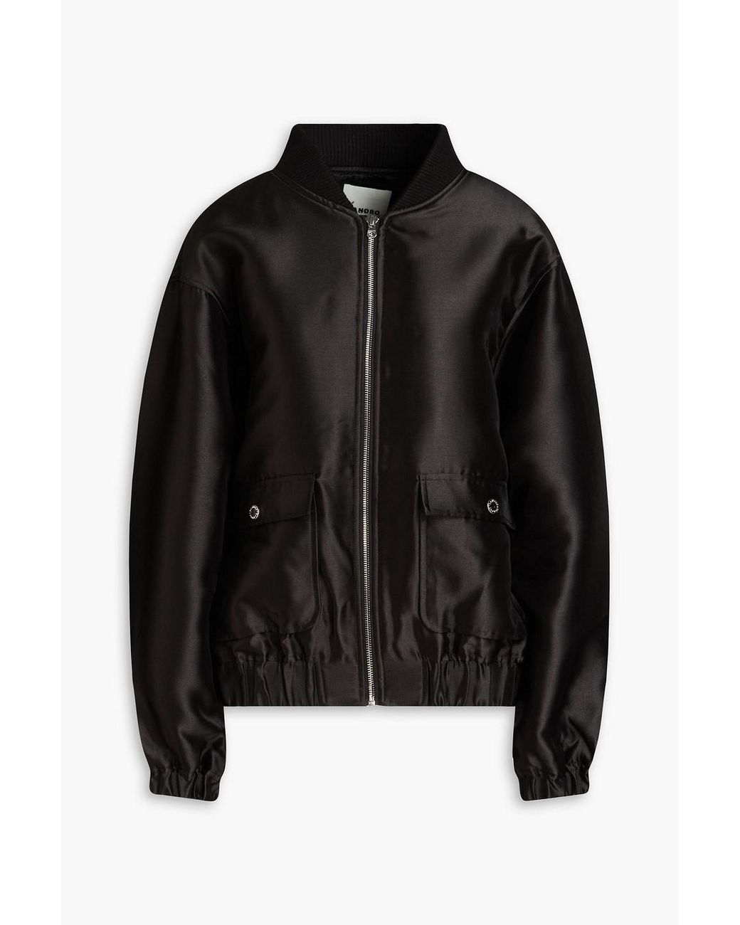 Sandro Satin-twill Bomber Jacket in Black | Lyst