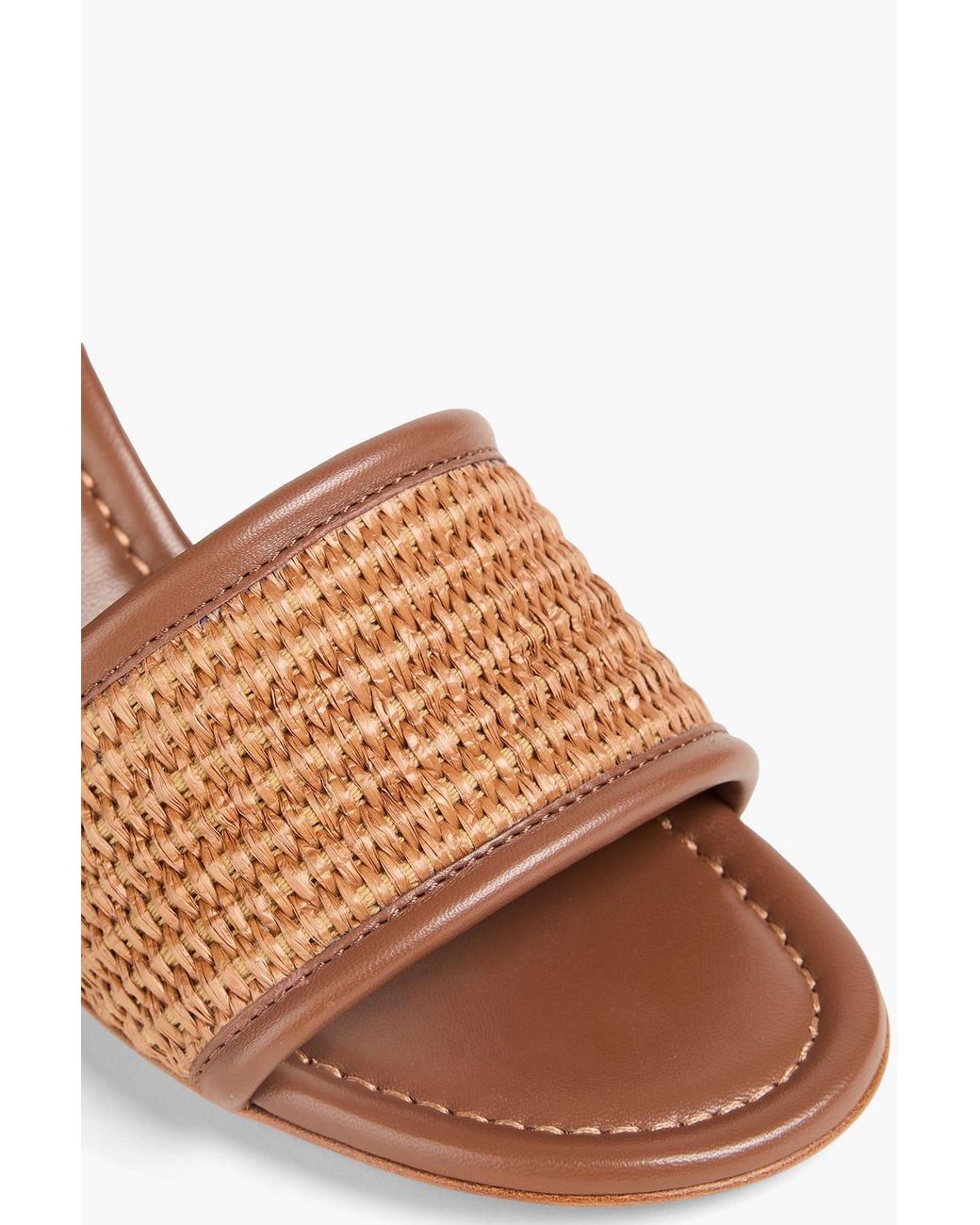 Gianvito Rossi Amami 60 Leather And Faux Raffia Mules in Brown | Lyst UK