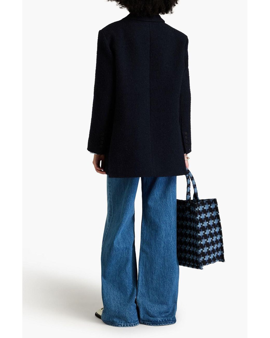 Sandro Bouclé-tweed Blazer in Blue | Lyst