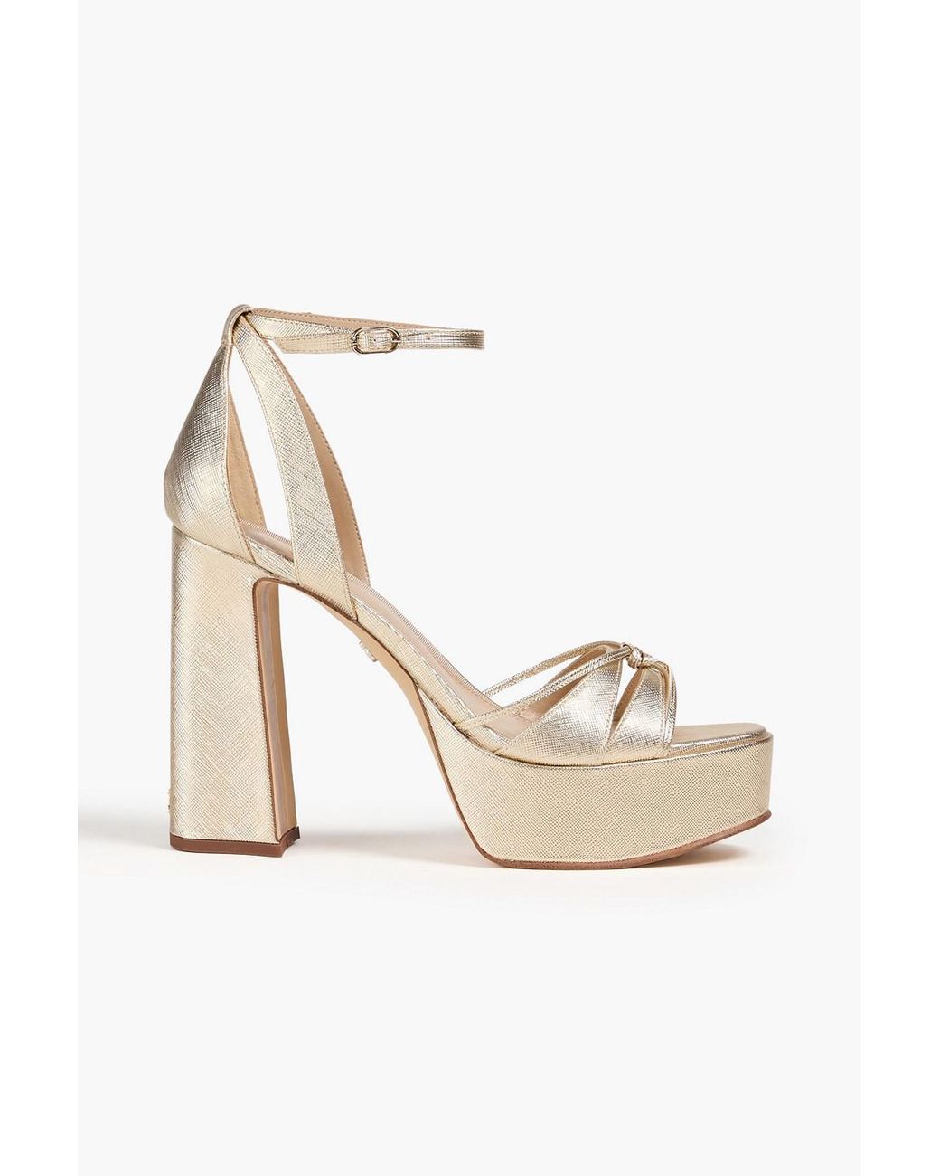 Sam Edelman Kamille Faux Textured-leather Platform Sandals in Natural ...