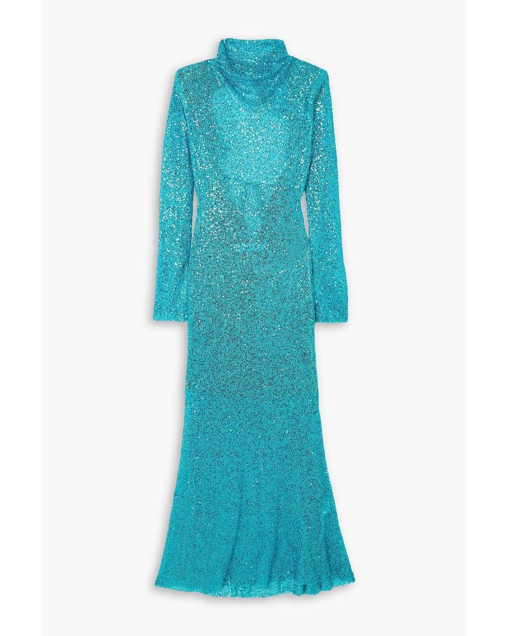 Self-Portrait Open-back Embellished Metallic Open-knit Maxi Dress in ...