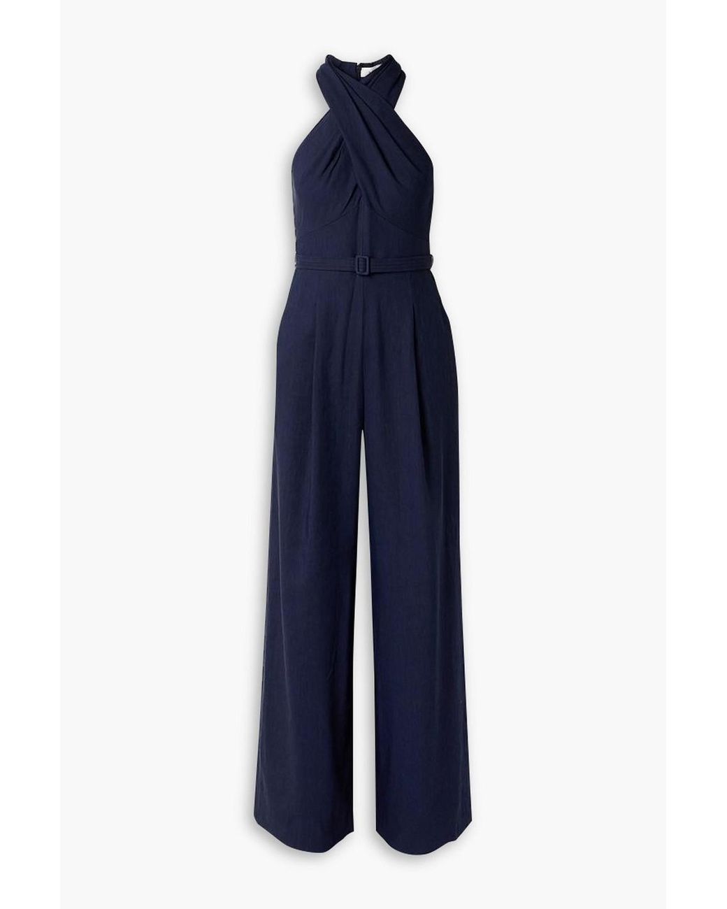 A.L.C. Murphy Ii Belted Pleated Linen-blend Twill Halterneck Jumpsuit ...