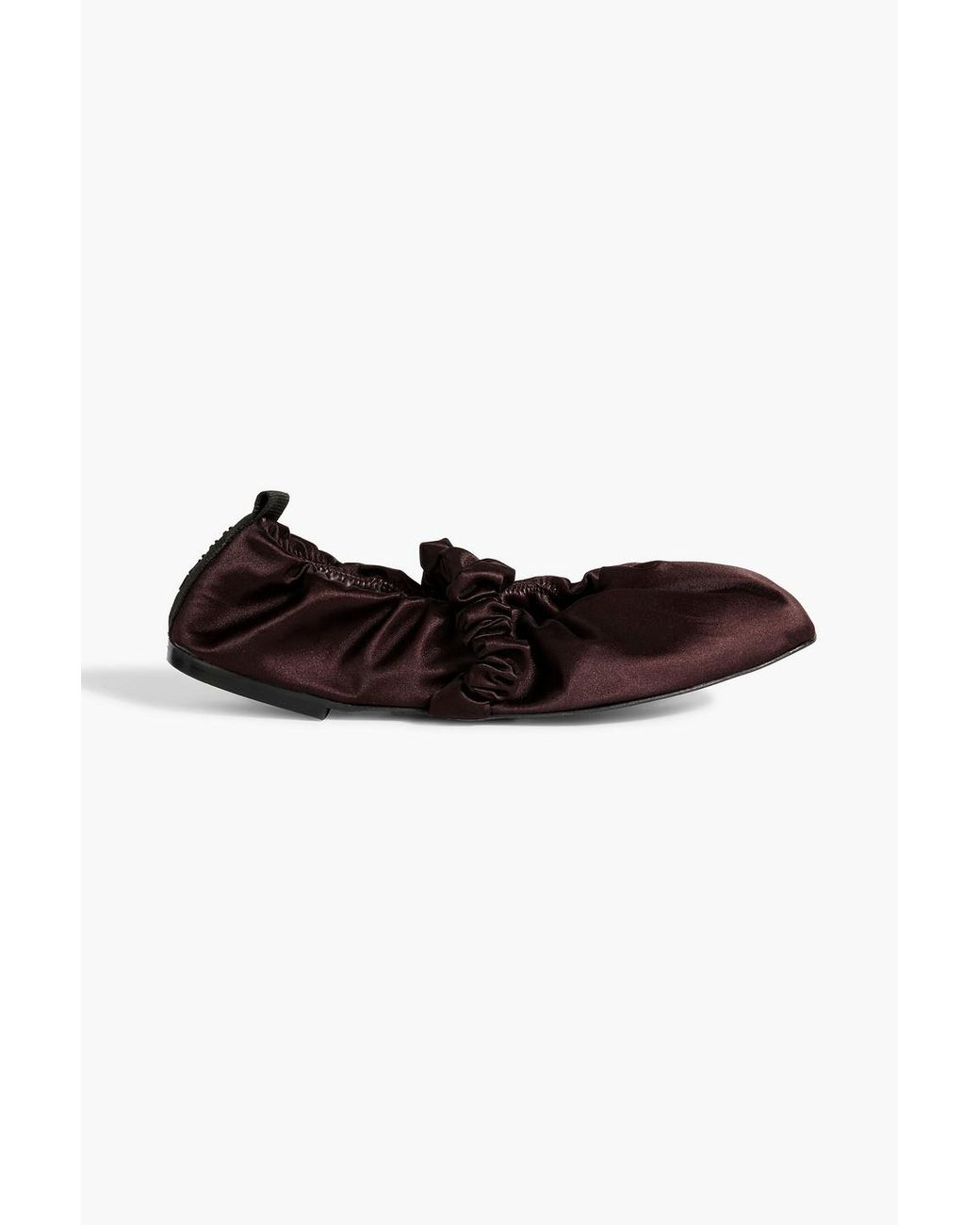 Ganni Ruched Satin Ballet Flats in Black | Lyst
