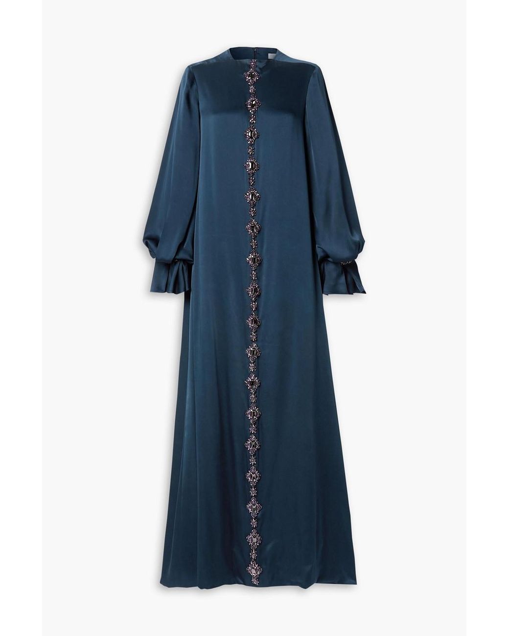 Reem Acra Crystal Embellished Duchesse Satin Gown In Blue Lyst Uk
