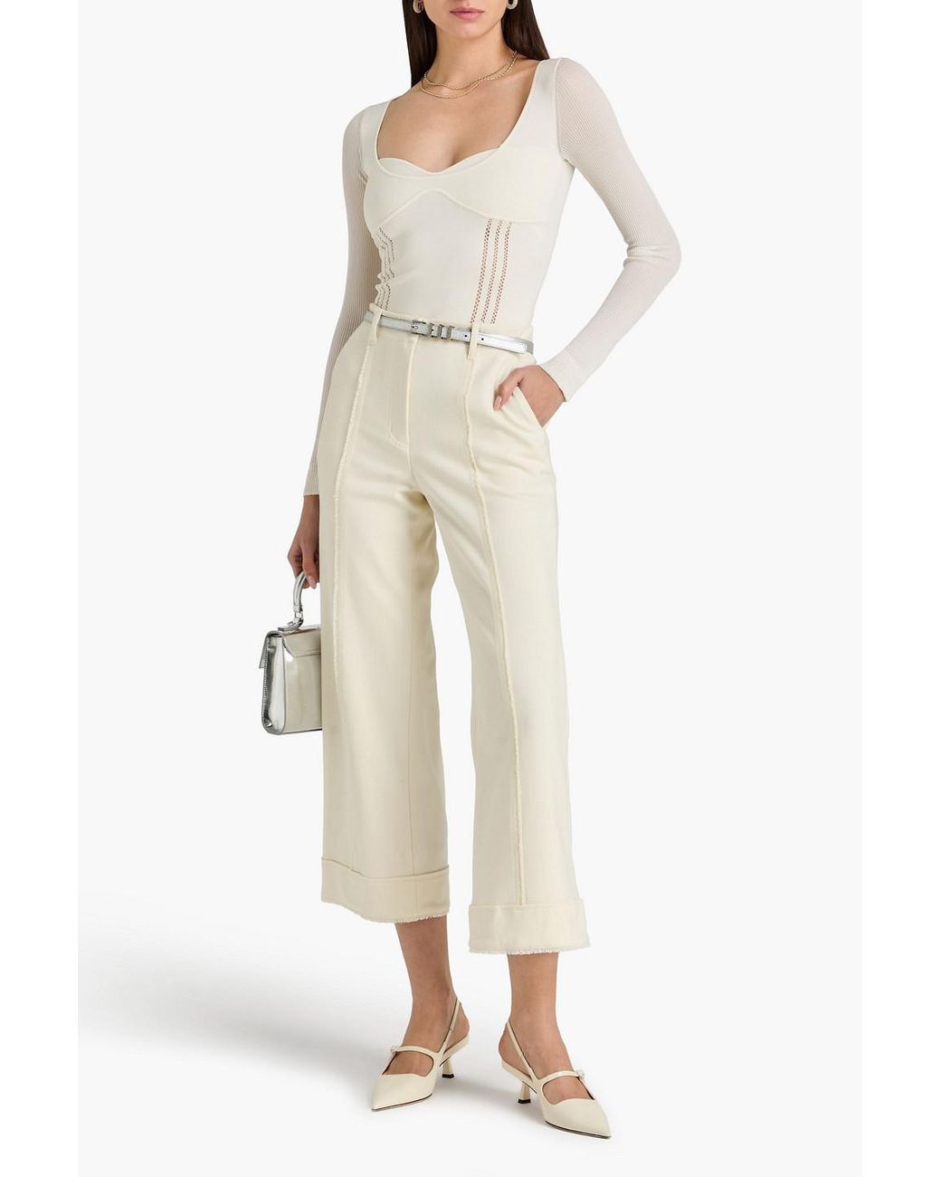 Jonathan Simkhai Pointelle And Ribbed-Knit Top in White | Lyst UK
