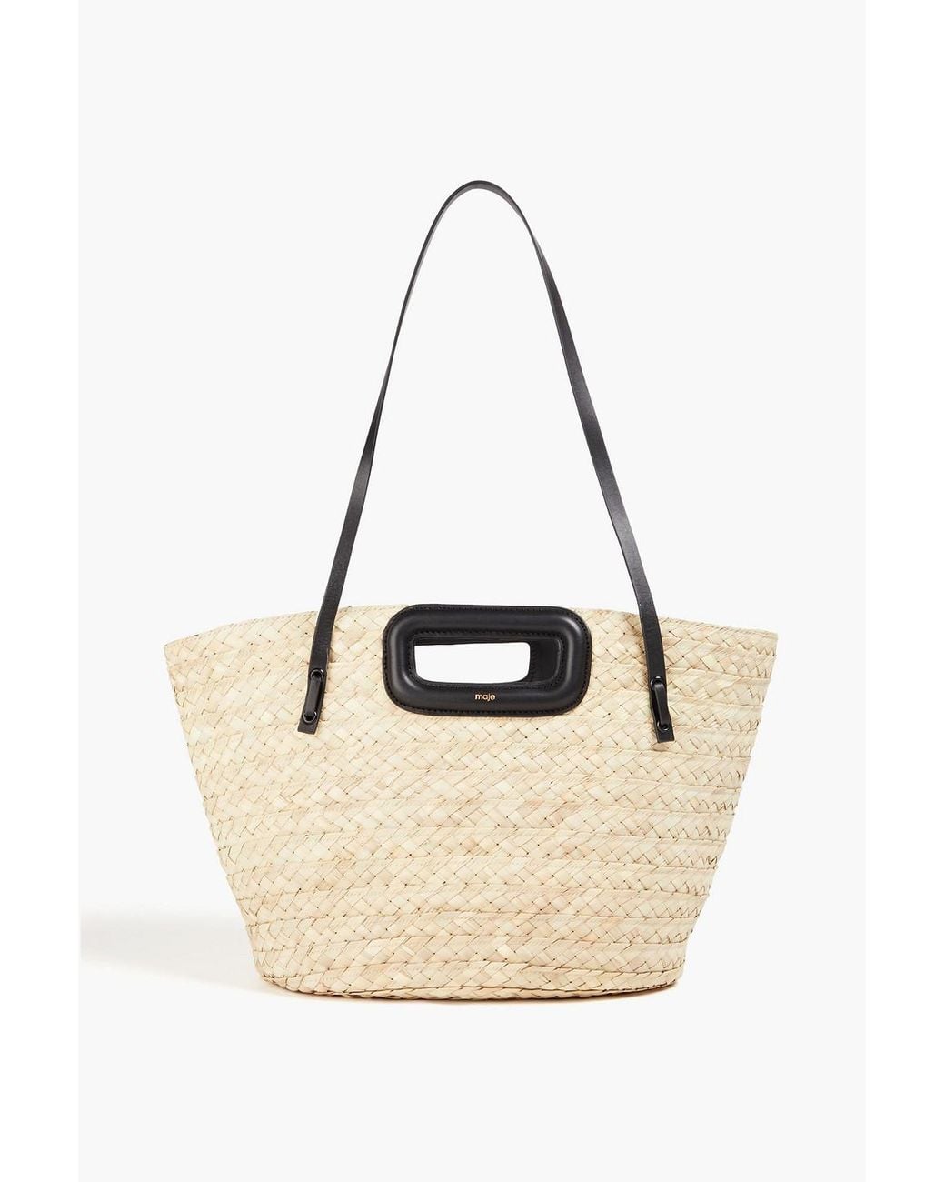 Maje Leather-trimmed Straw Tote in Natural | Lyst Australia