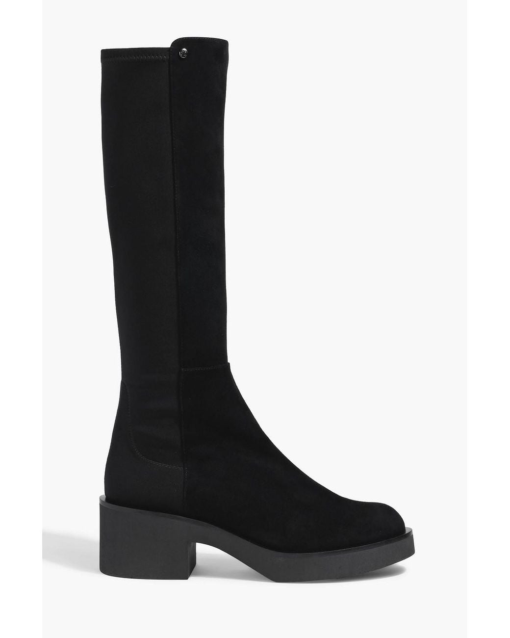 Stuart Weitzman Gotham Suede And Microstretch Knee Boots in Black | Lyst