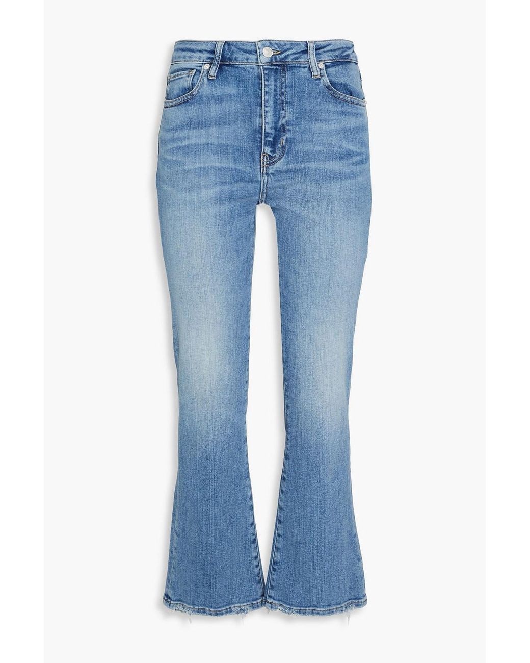 FRAME Le Crop Mini Boot Faded High-rise Bootcut Jeans in Blue | Lyst