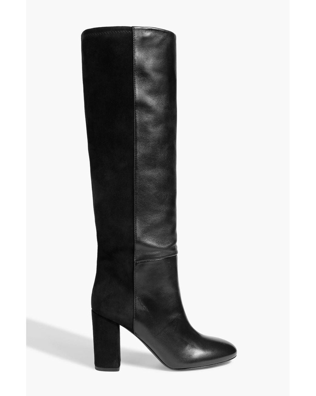 Stuart Weitzman Leather And Suede Knee Boots in Black | Lyst