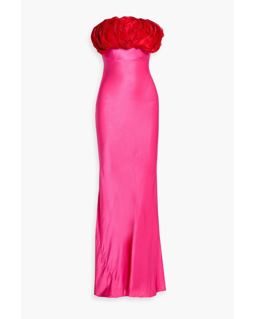 Rachel Gilbert Fiorelle Strapless Floral-Appliquéd Satin Gown in Pink ...