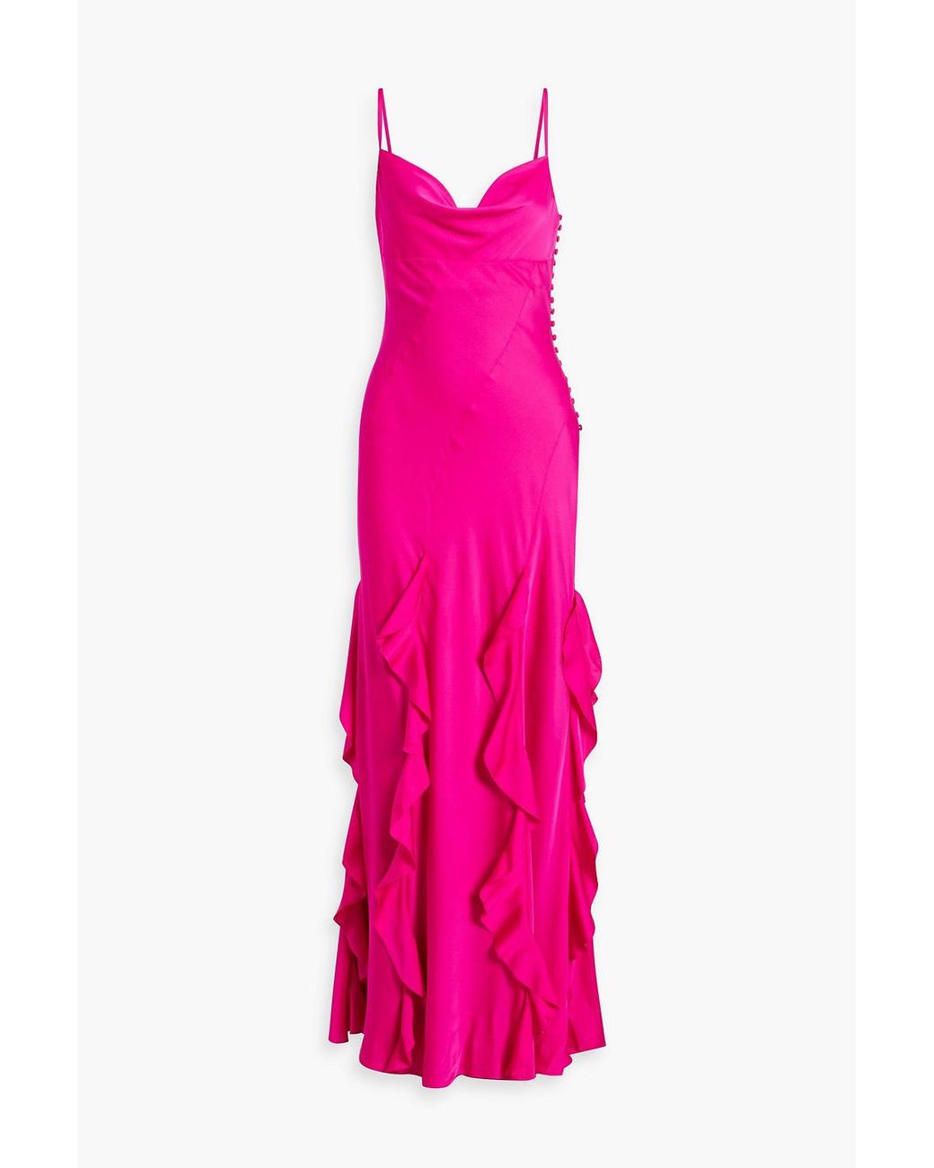 Nicholas Ruffled Silk-blend Satin Gown in Pink | Lyst